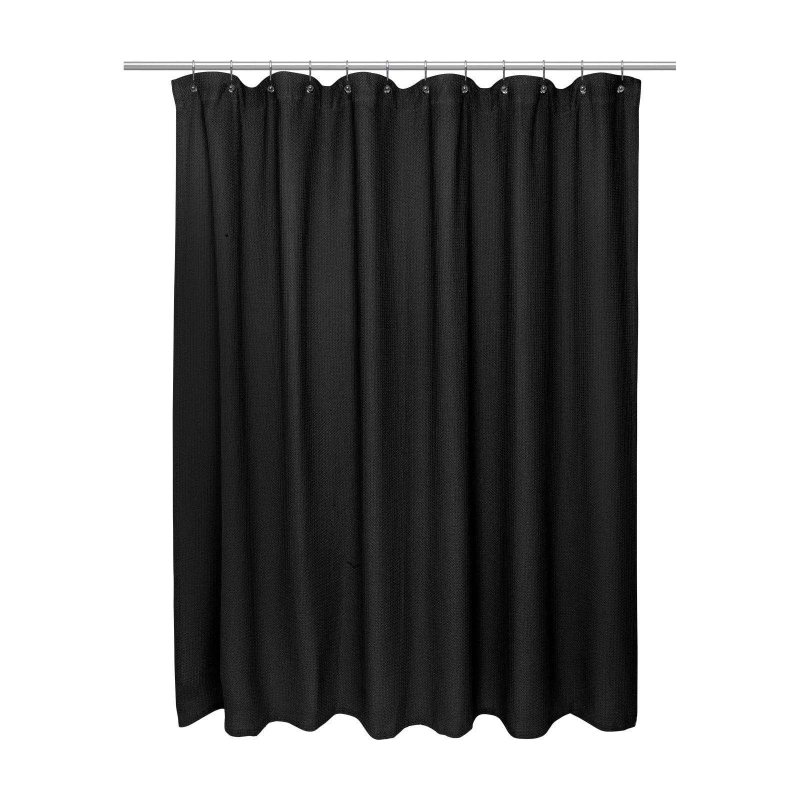 Extra Long Size 100% Cotton Waffle Weave Shower Curtain, black ...