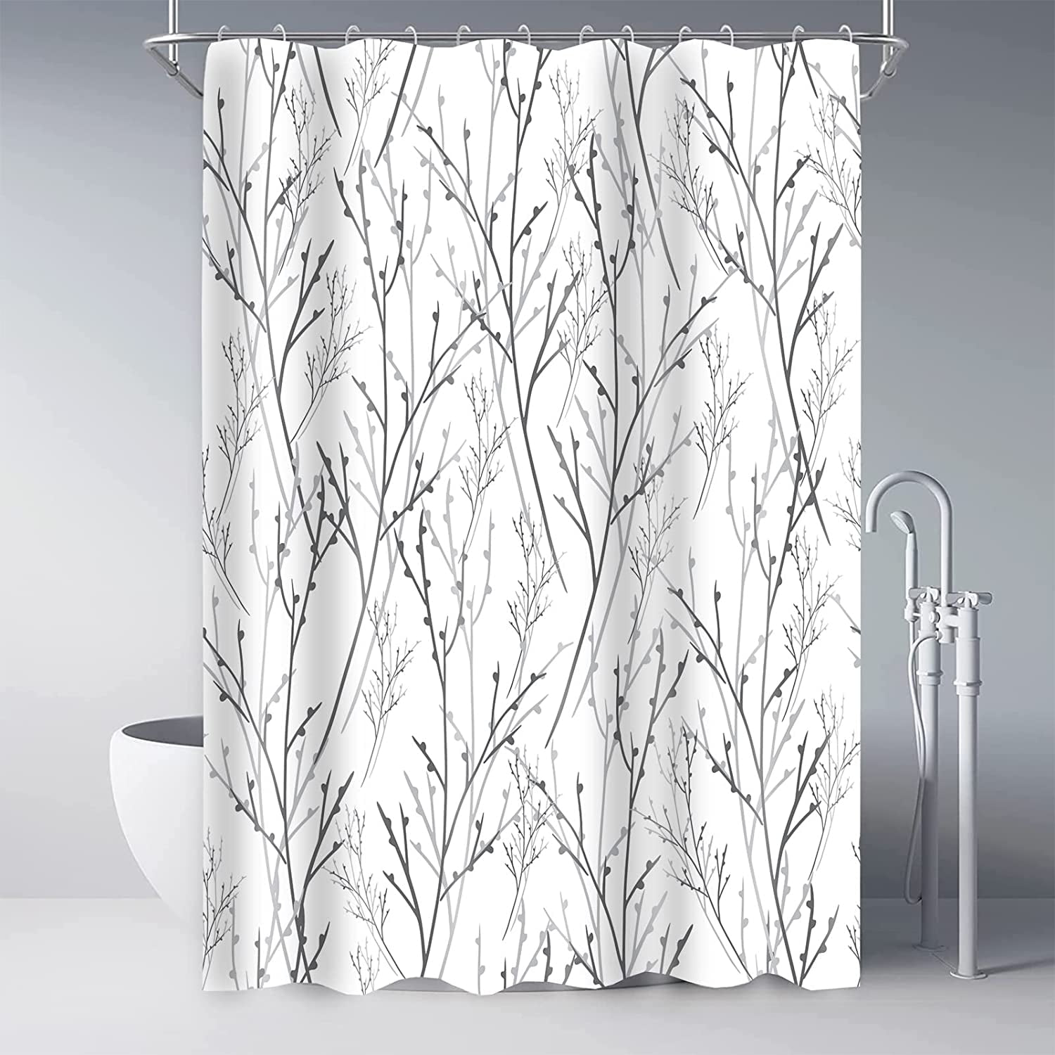 Extra Long Size Bathroom Shower Curtain Set 72x84Inch, Branch Shower ...
