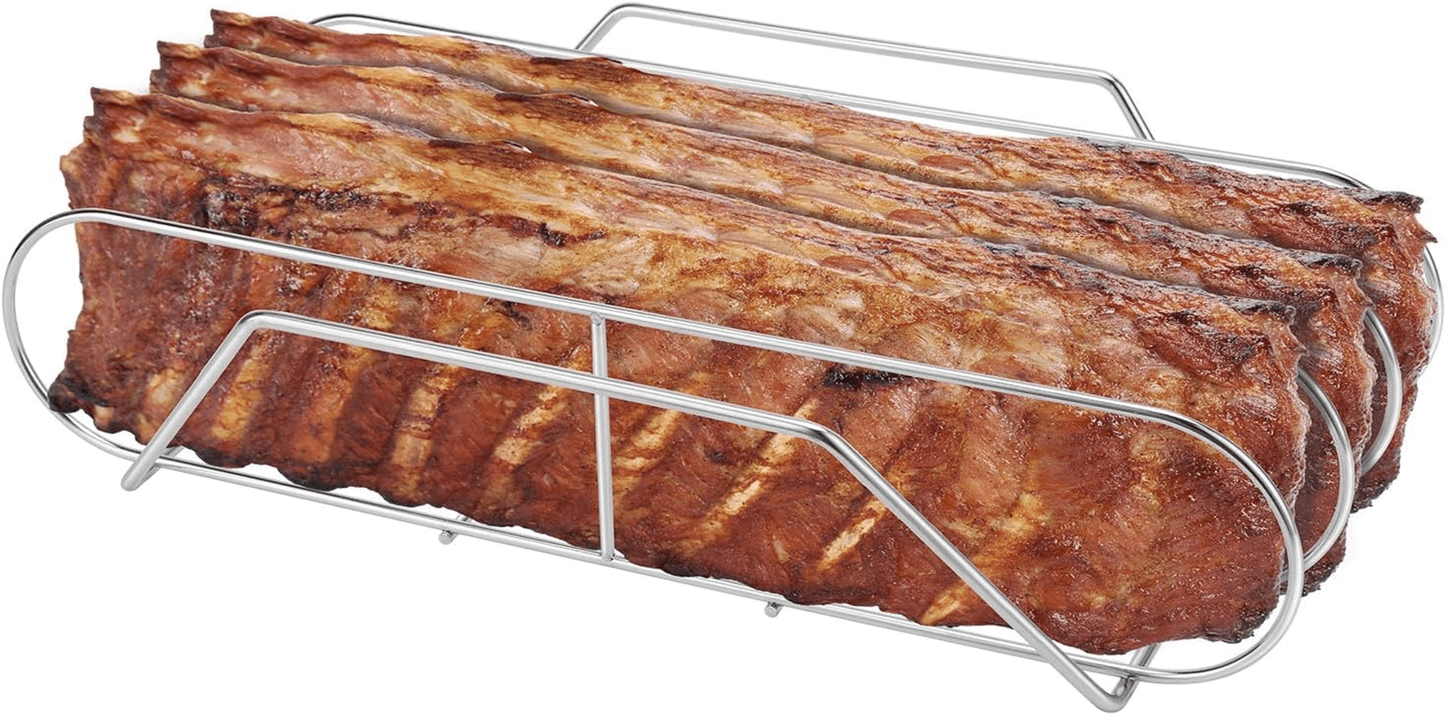 Extra Long Stainless Steel Rib Rack for Smoking and Grilling, Holds up ...