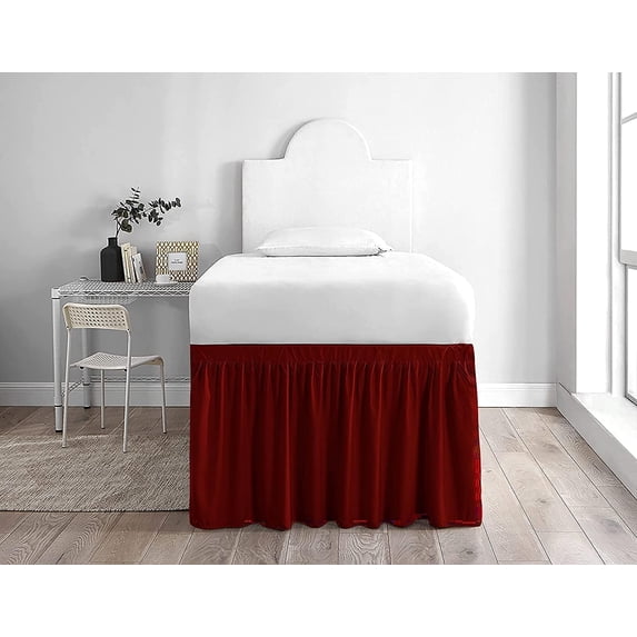 Extra Long Twin XL Ruffled Bed Skirt – 60-Inch Drop, Soft 100% ...