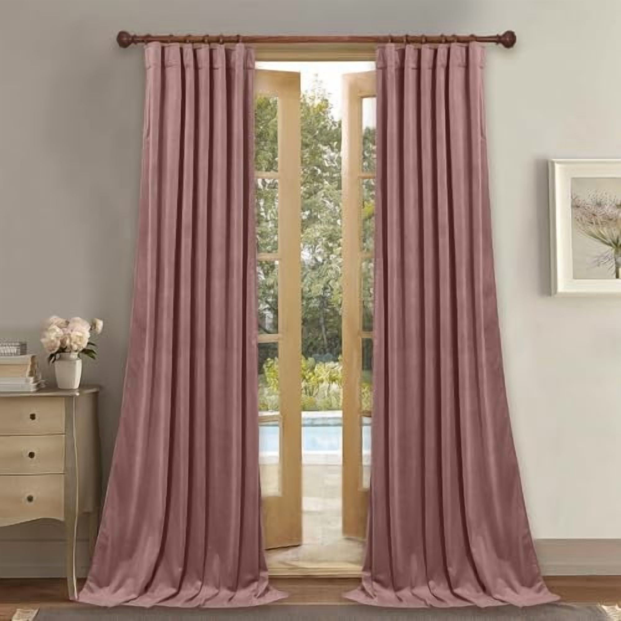 Extra Long Velvet Curtains 120 inches Long for Living Room, Wild Rose ...
