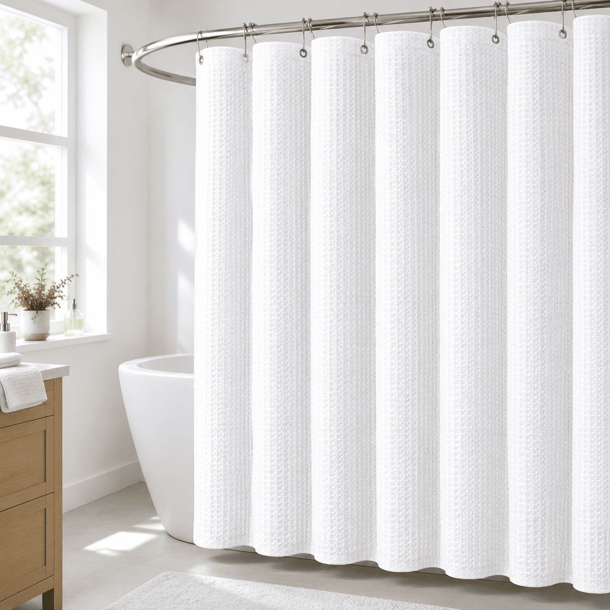 Extra Long Waffle Shower Curtain 256 Gsm Fabric 72