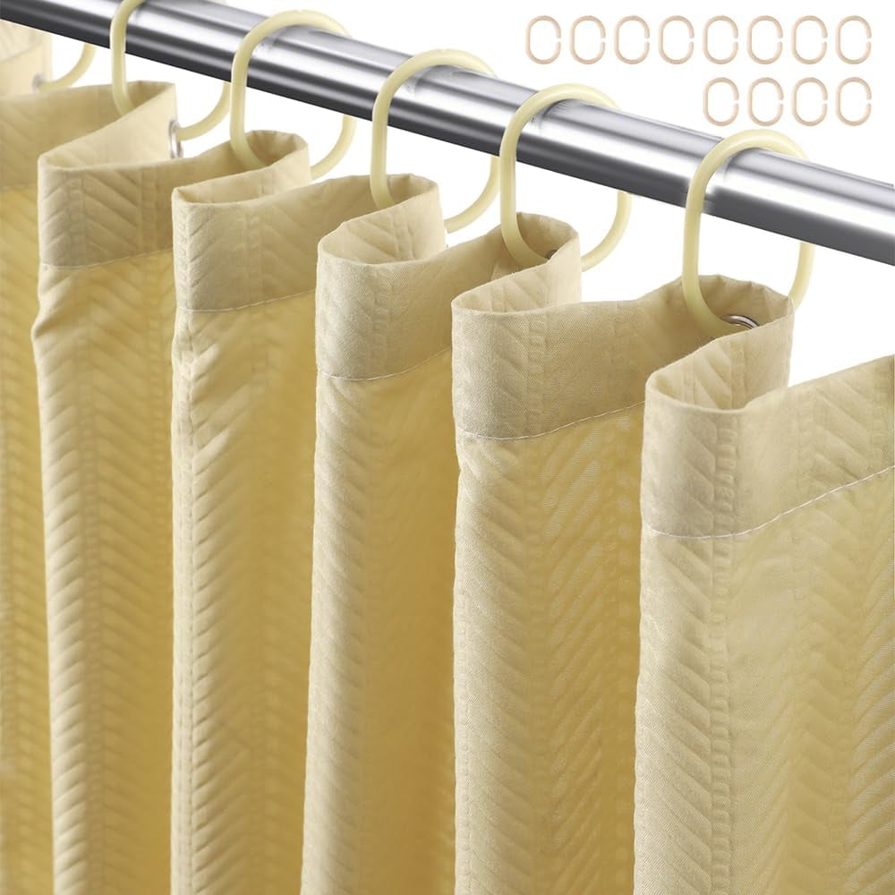 Extra Long Waffle Shower Curtain or Liner, Light Weighted Fabric ...
