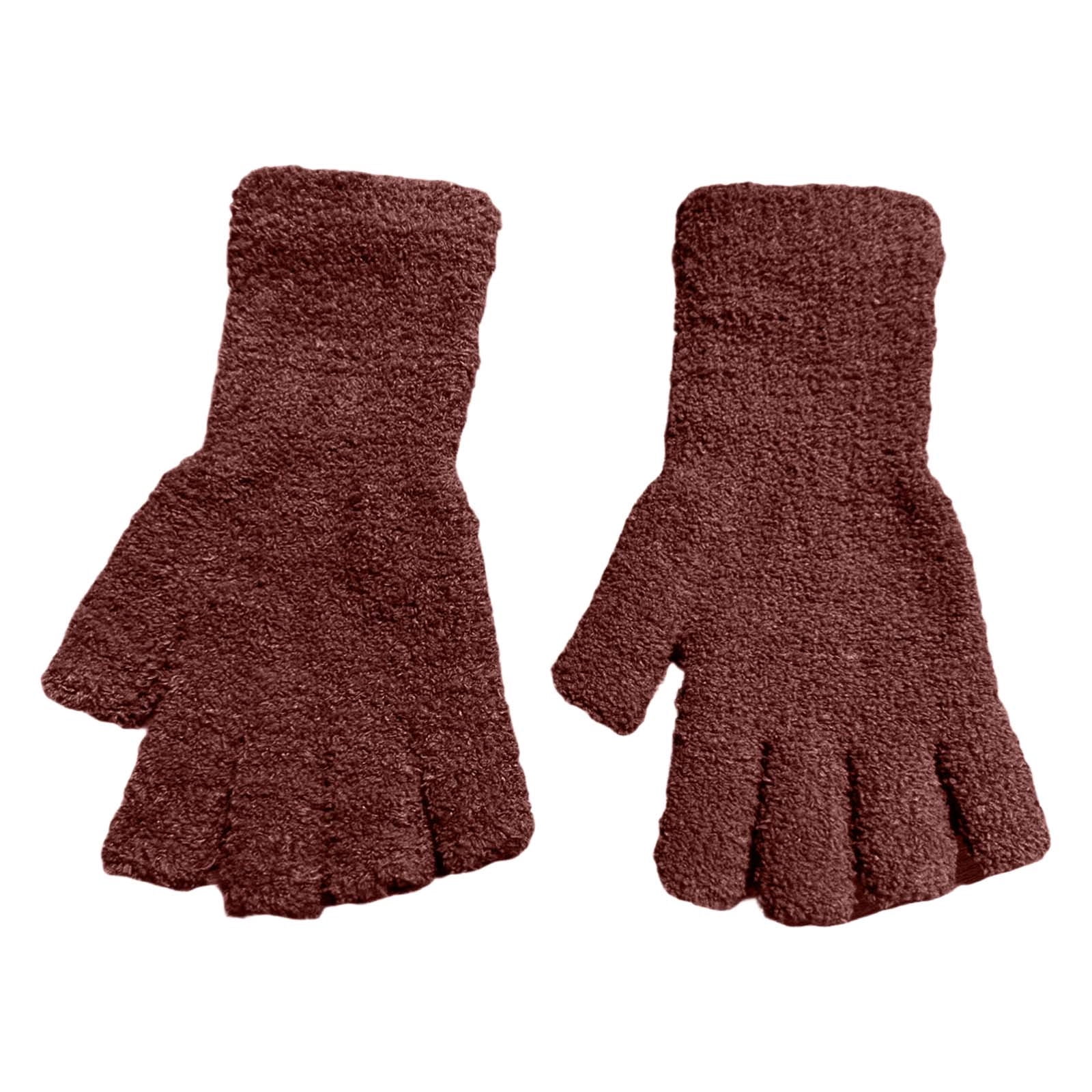 Extra Long Wrist Kids Fingerless Thermal Knitted Mittens for Boys and ...