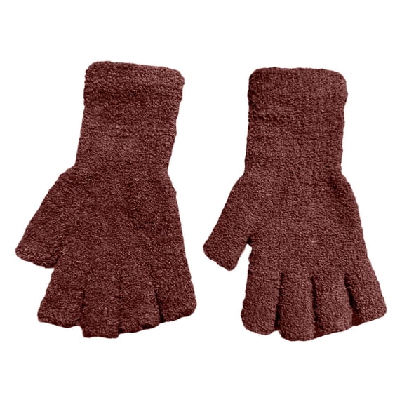 Extra Long Wrist Kids Fingerless Thermal Knitted Mittens for Boys and ...