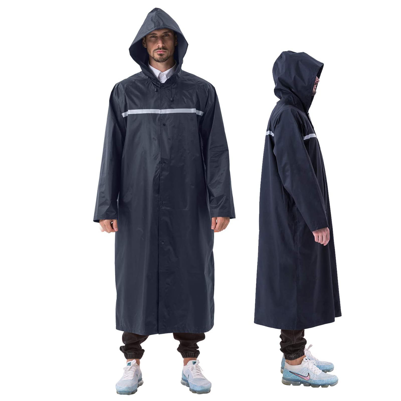 Extra Long with Pockets, Reflective Strips, Drawstring Hood, Zipper ...