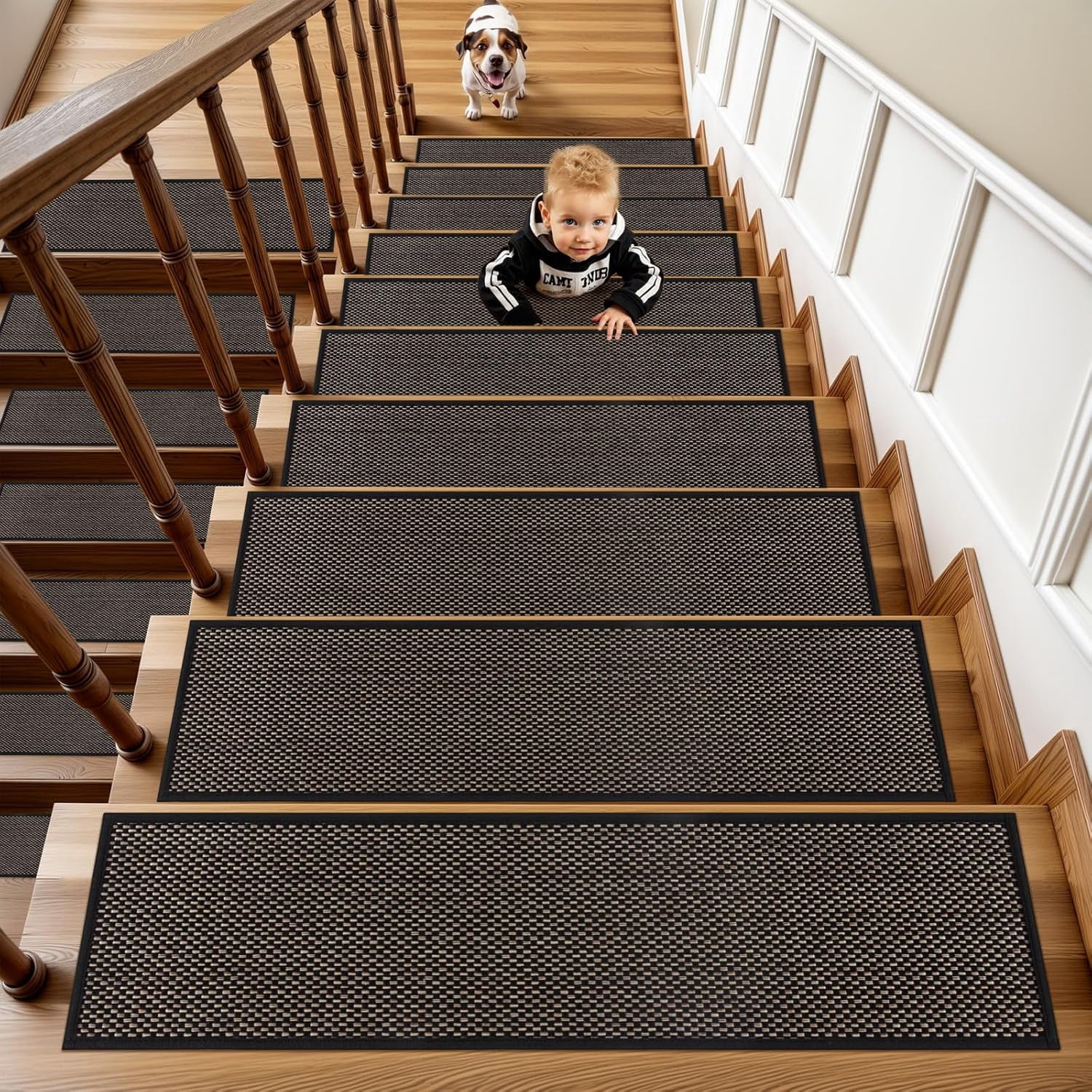 Extra Non-Slip Stair Treads for Wooden Steps 15PCS, 30"X8" Rubber ...