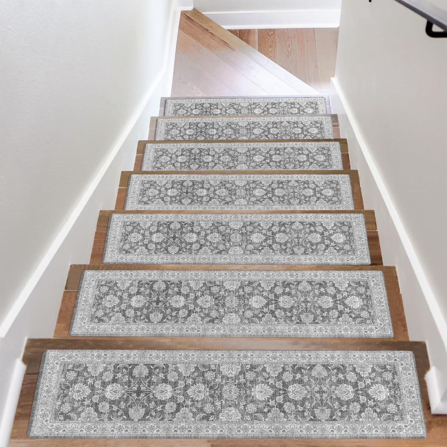 Extra Non-Slip Stair Treads for Wooden Steps Gray 30"X8" Rubber Indoor ...