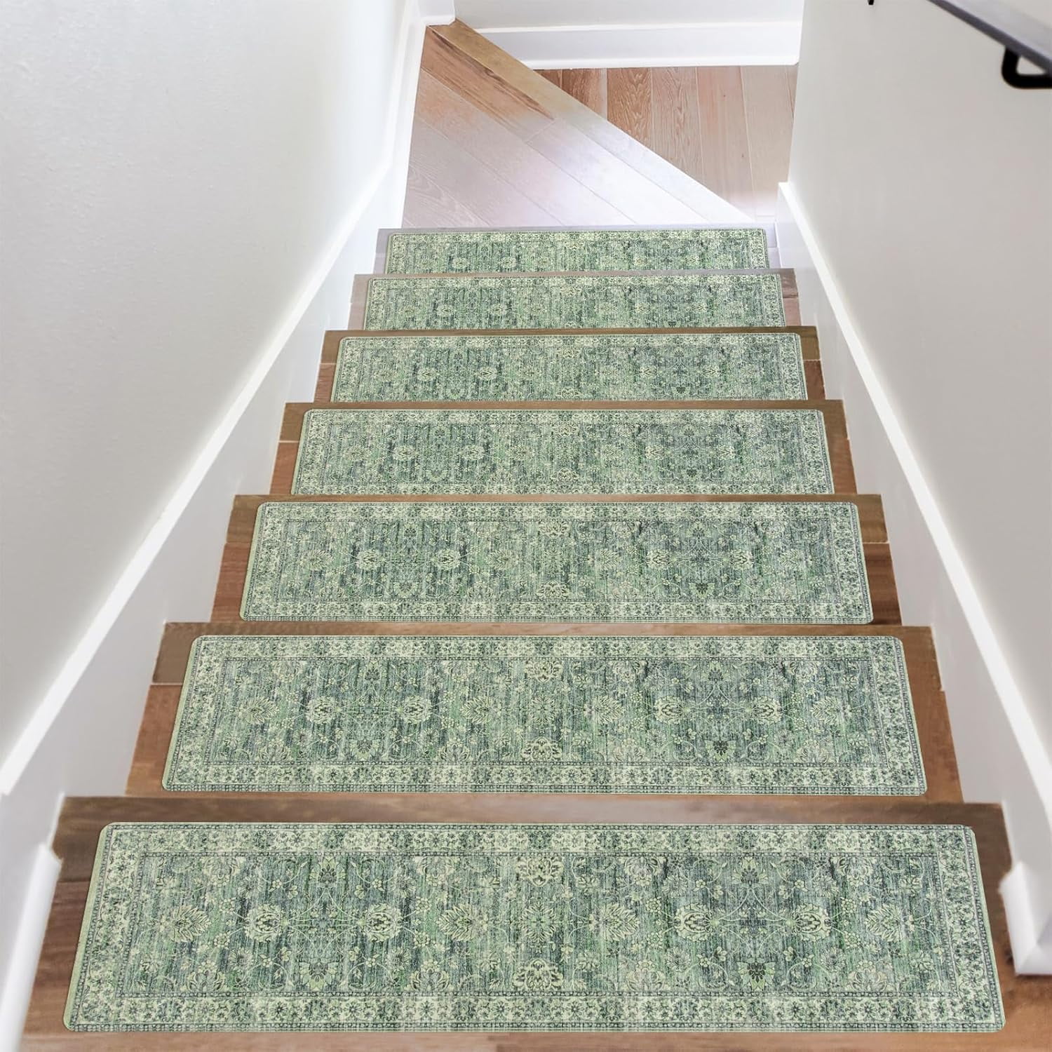 Extra Non-Slip Stair Treads for Wooden Steps Green 30"X8" Indoor Stair ...