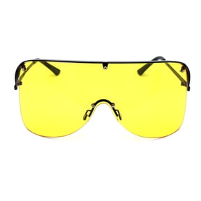 80s Cyber Punk Flat Top Shield Robotic Panel Sunglasses Clear - Walmart.com