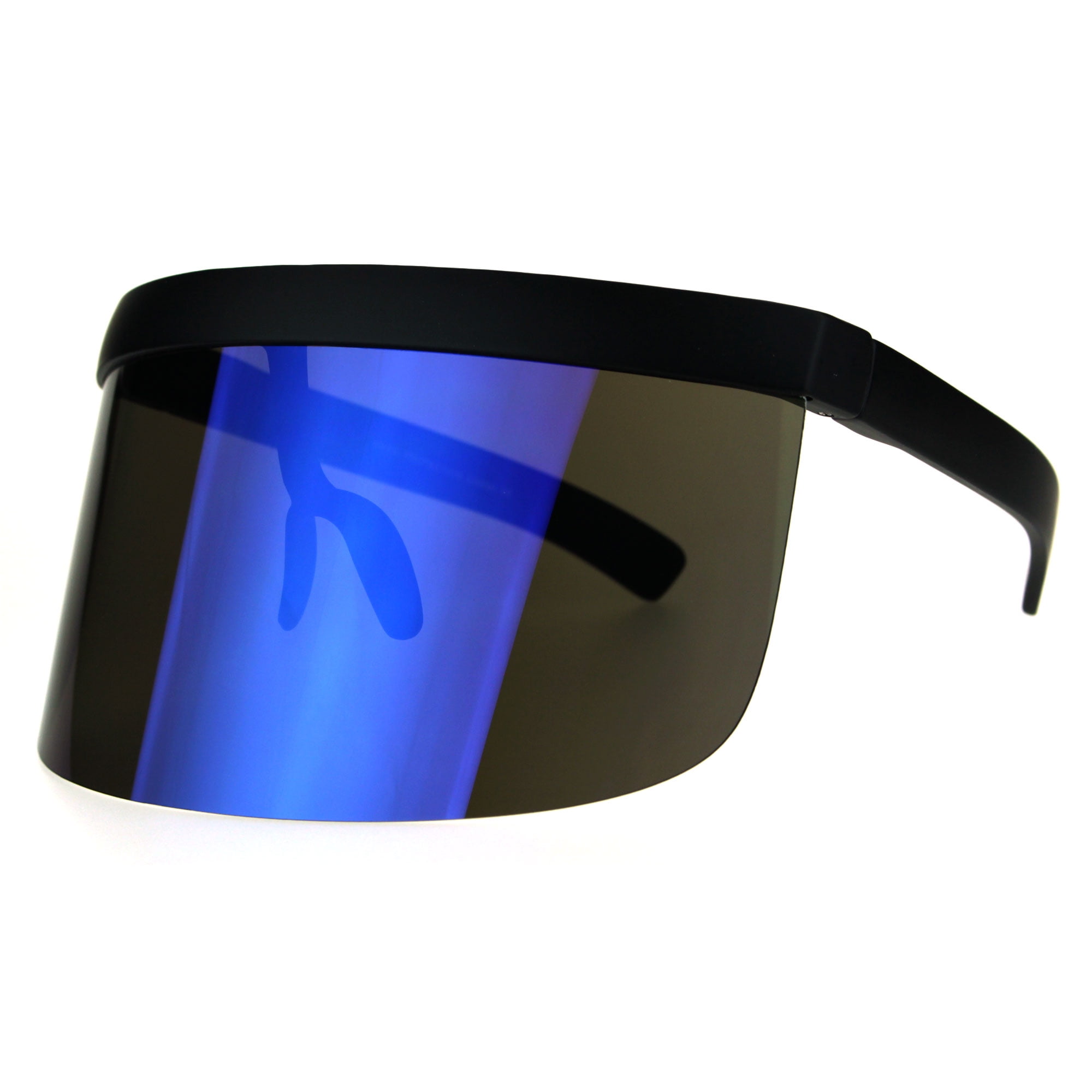 Extra Oversize Visor Style Huge Mask Color Mirror Funky Sunglasses Blue ...