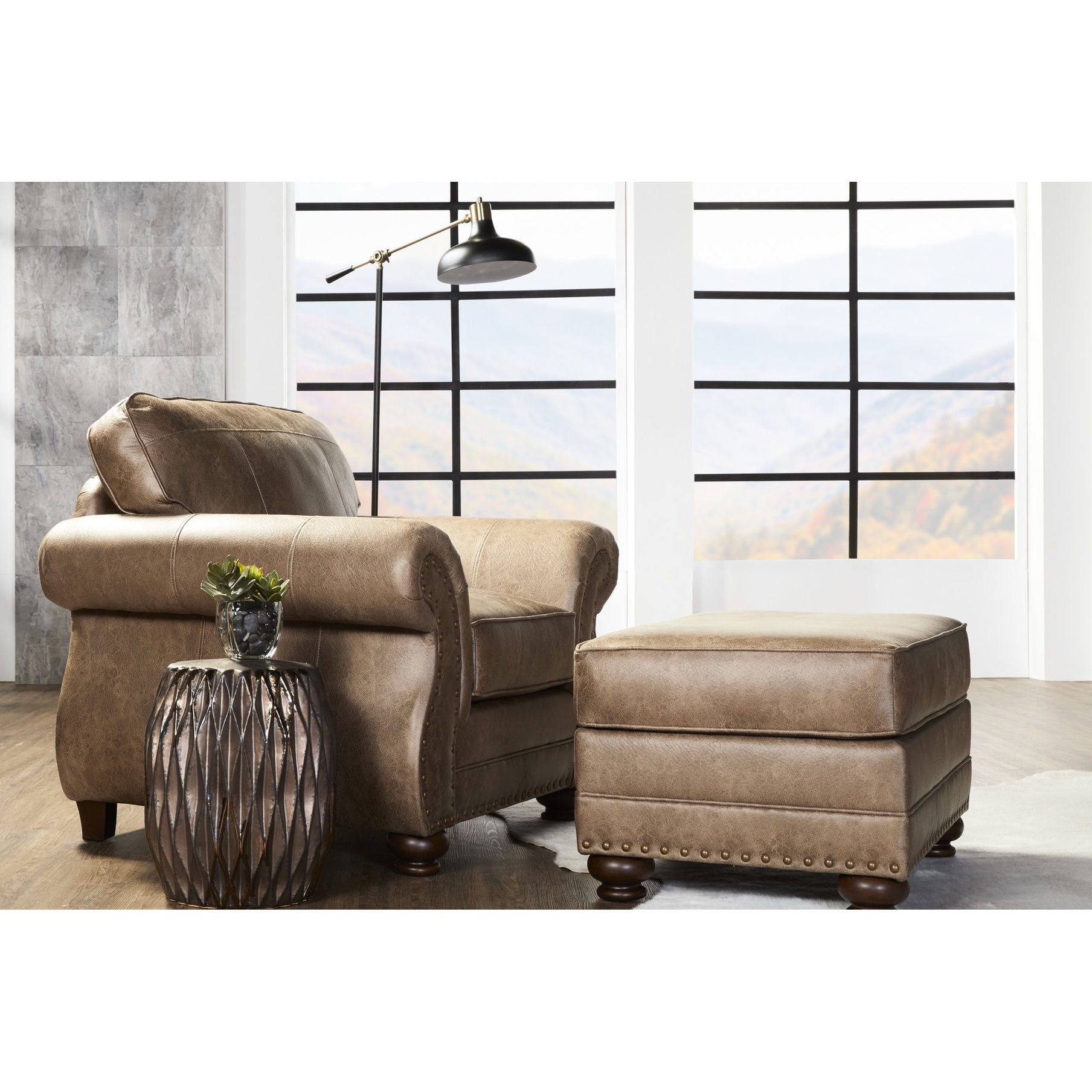 Extra Padded Seating - American Traditional Faux Leather Chair and ...