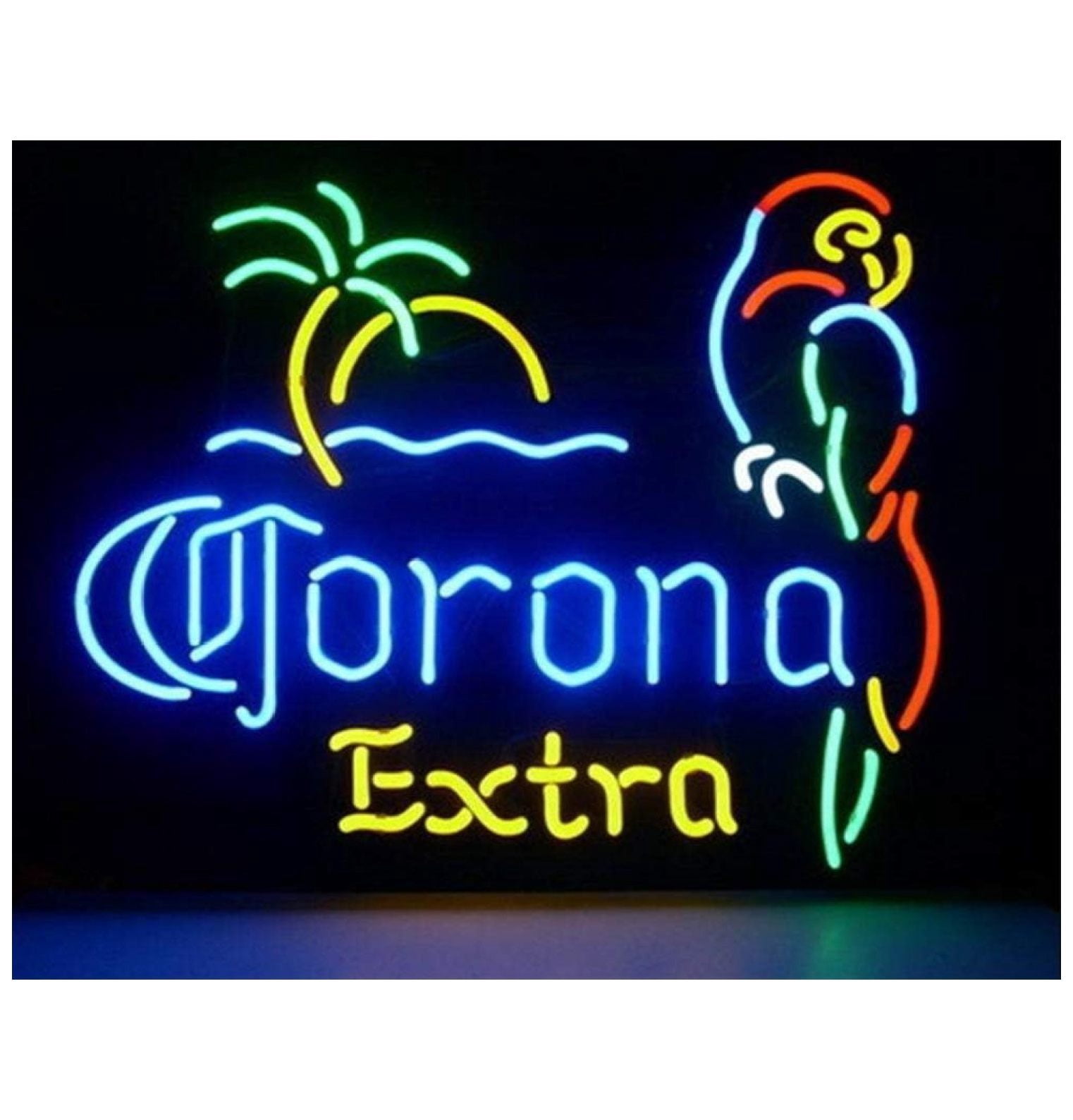 Extra Parrot Palm Tree Beer Bar Pub Handcrafted Real Glass Tube Neon ...