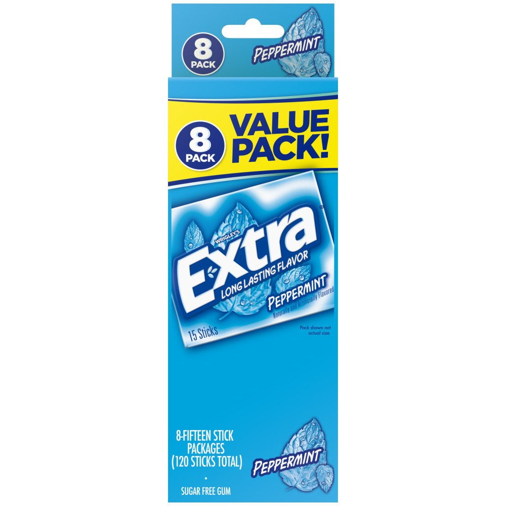 Extra Peppermint Sugar Free Chewing Gum, 8 pk, 120 pc (Package May Vary ...