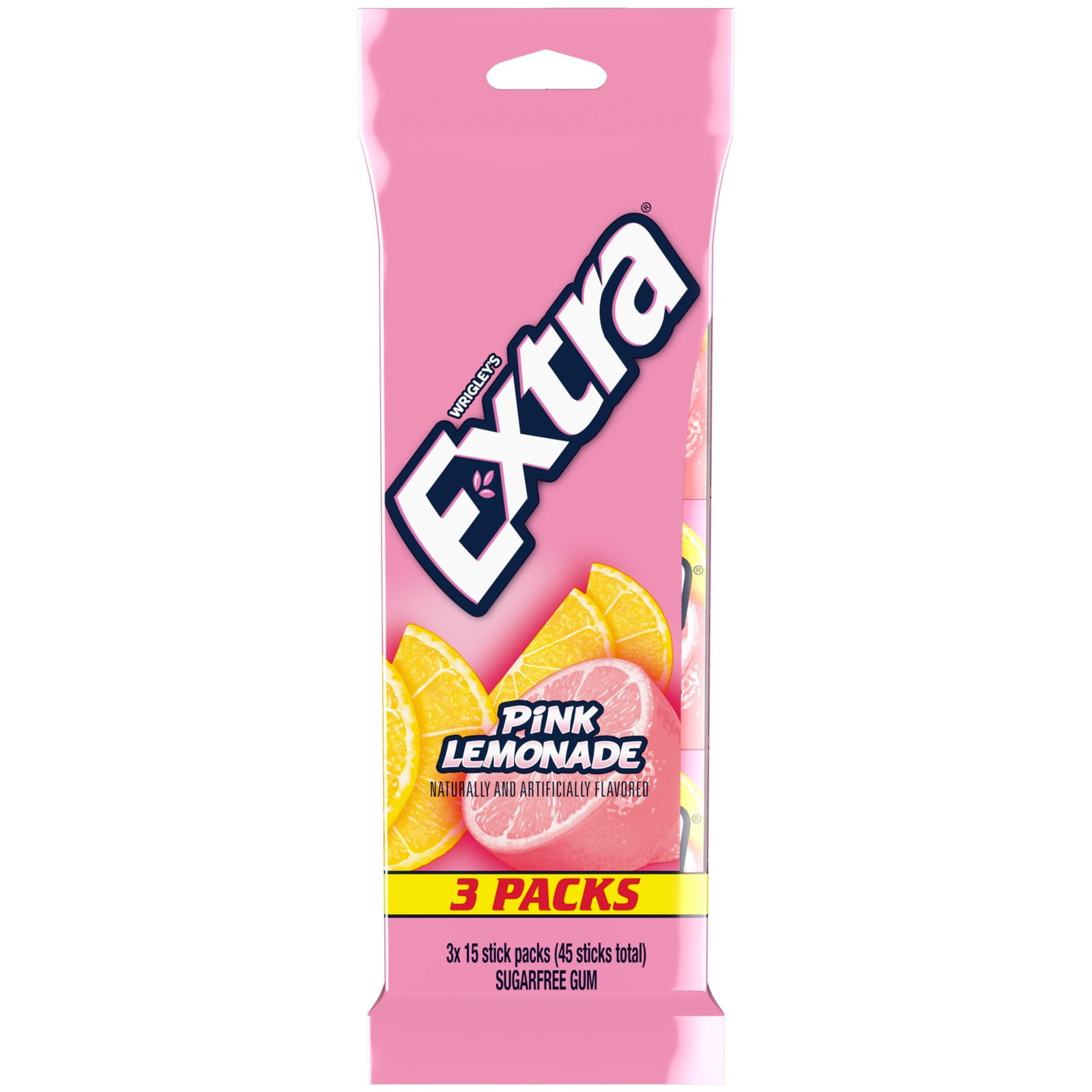 Extra Pink Lemonade Sugar Free Chewing Gum, 3 pk, 45 pc (Package May ...
