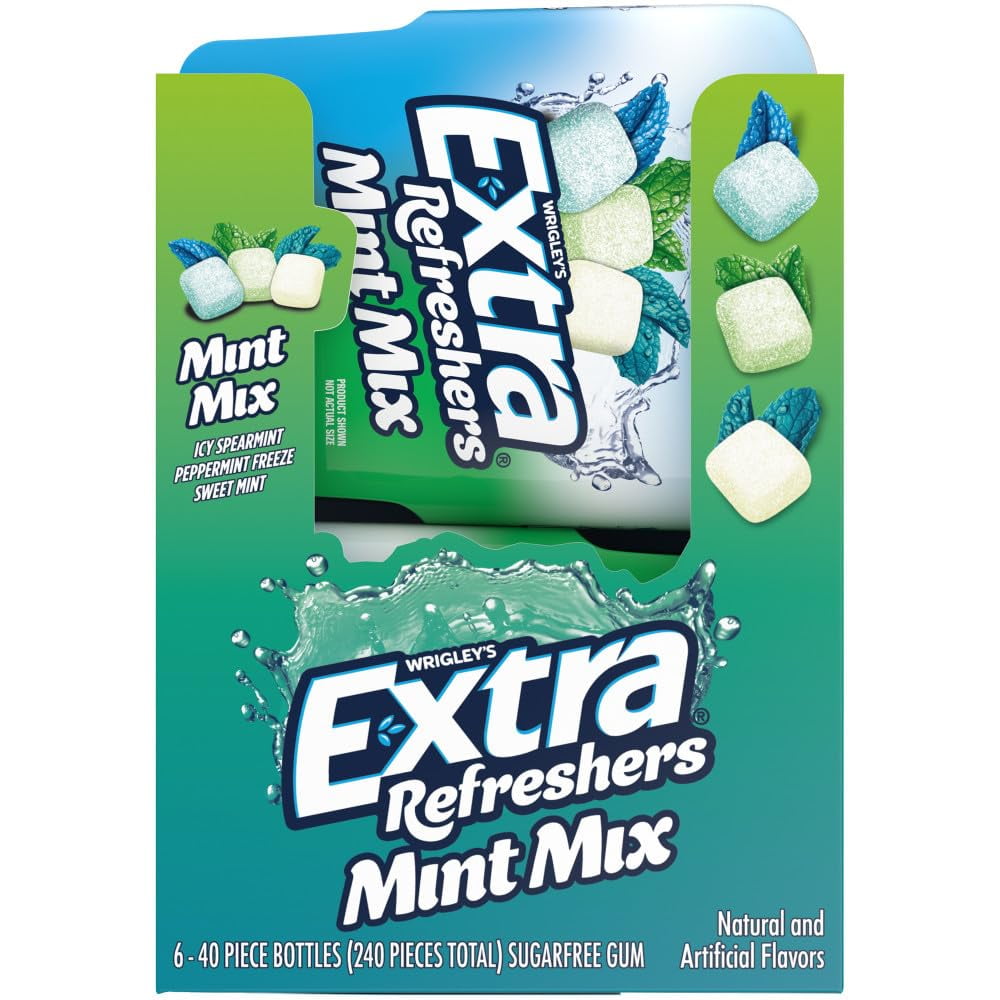 Extra Refreshers Mint Mix Gum, 40 Pages, 40 Count, 6 Pack - Walmart.com