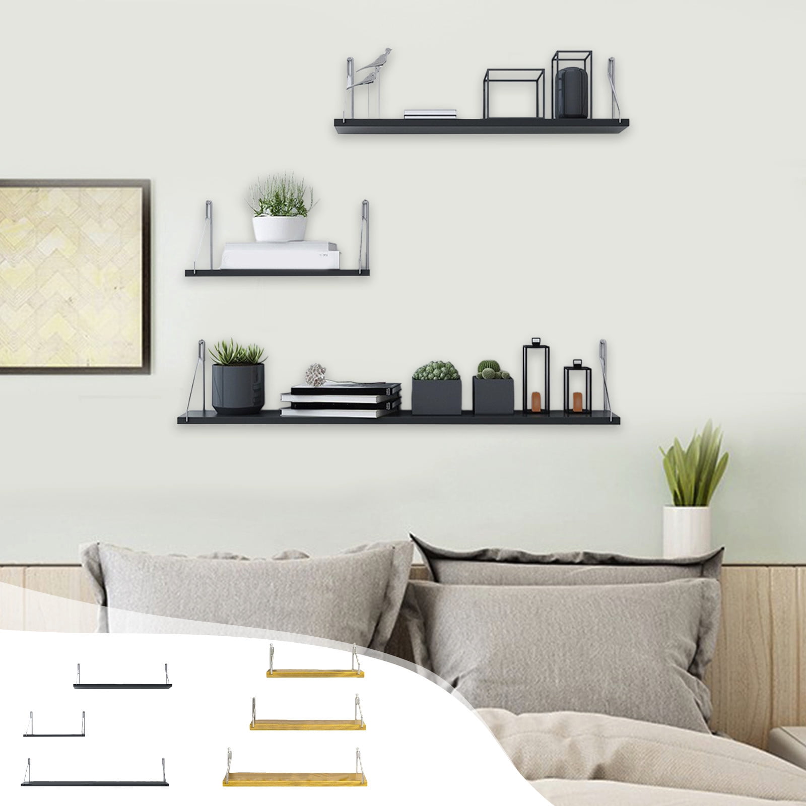 Extra Savings, 3 Pcs Wall Shelves Set, Floating Shelves Rack ...