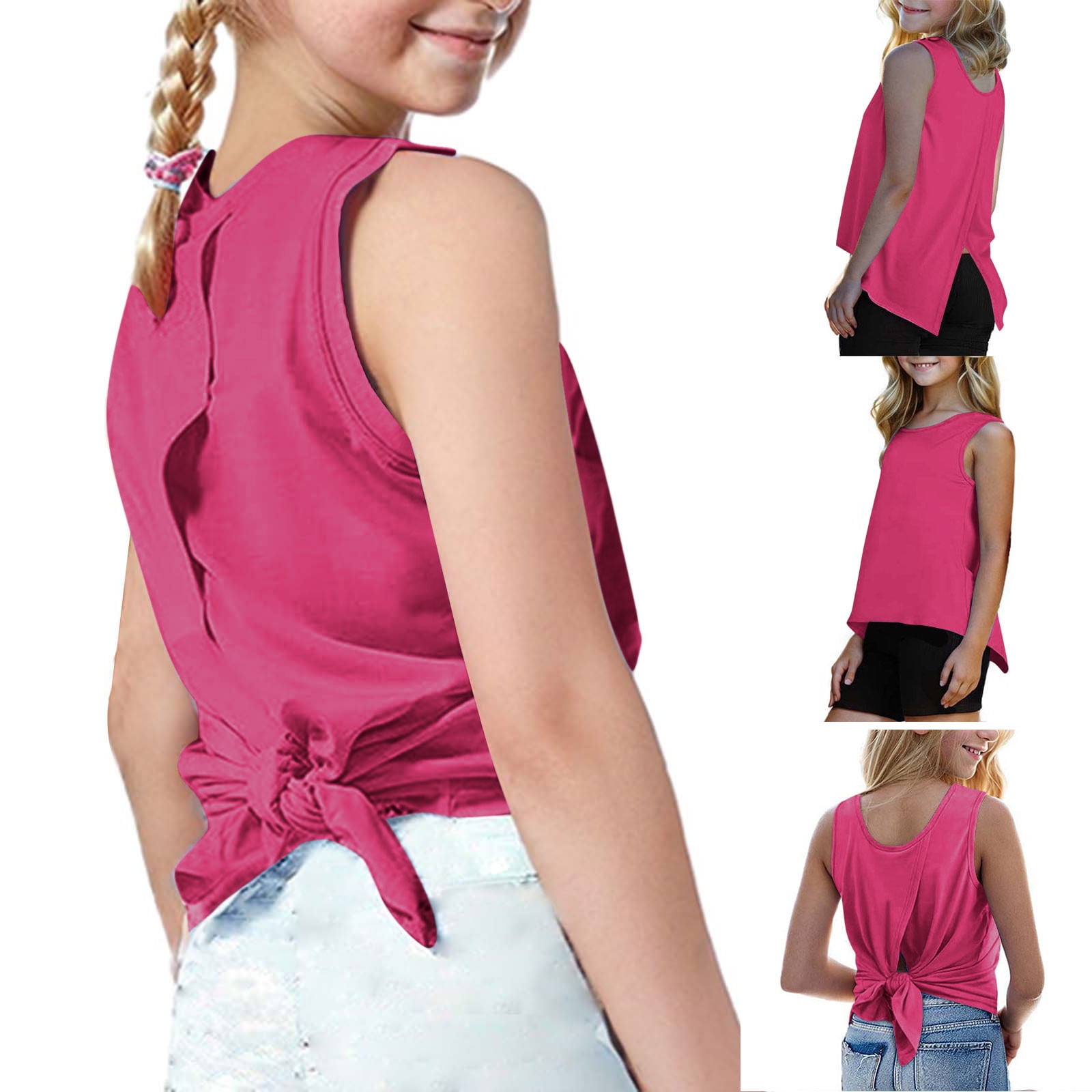 Extra Savings,Girls' Athletic Tank Tops,Open Tie Back Sleeveless ...
