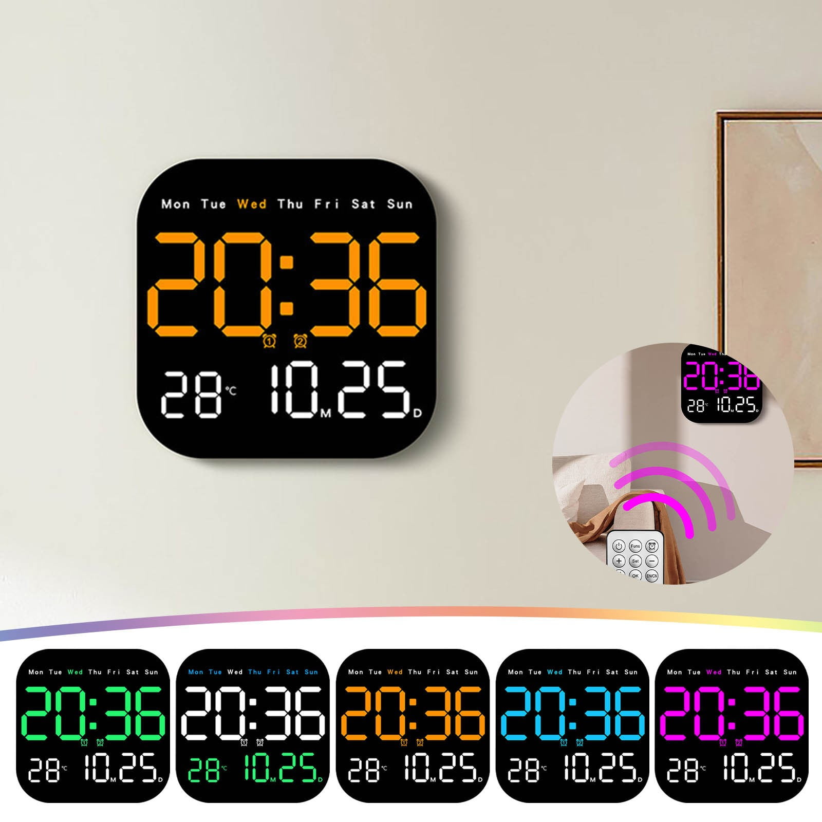 Extra Savings, LED Electronic Wall Clock, Multifunctional Living Room ...