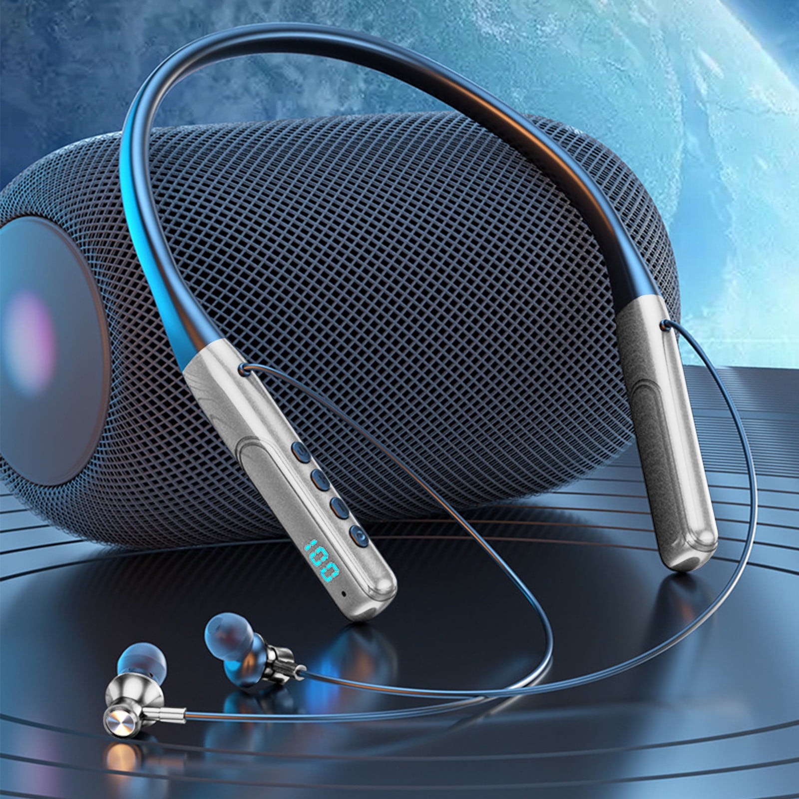 Extra Savings, Neckband Bluetooth Headset: Metal Frame w/Digital ...