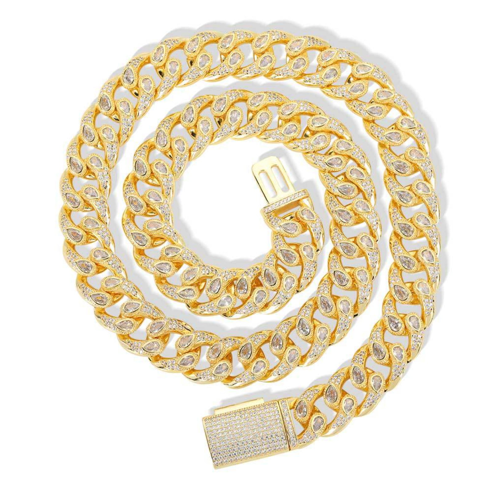 Extra Shiny Big Iced Out Cuban Chain, Width 16MM Hip Hop Cuban Link ...