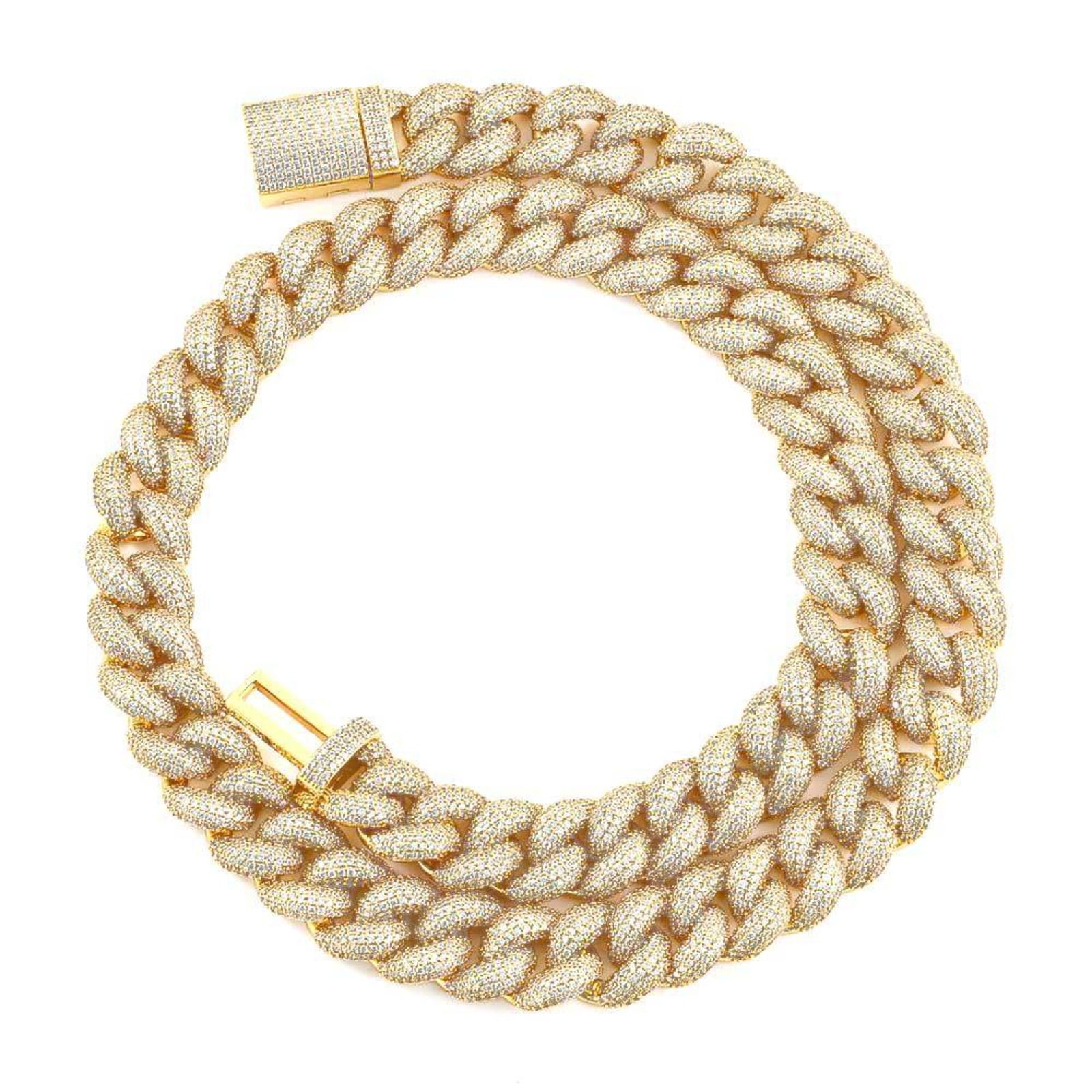 Extra Shiny Miami Cuban Link Chain Necklace, Width 15-18MM Mens Cuban ...