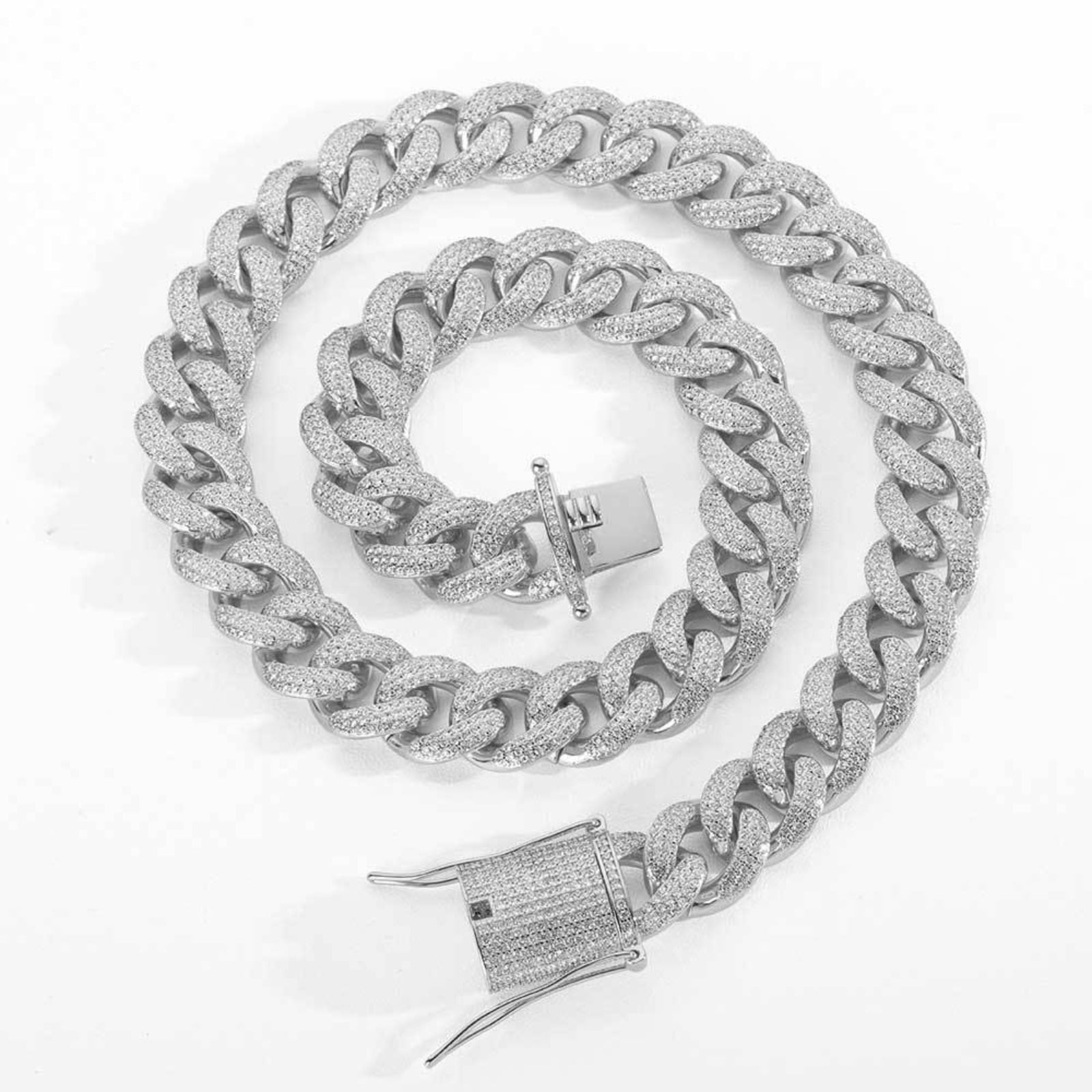 Extra Shiny Miami Cuban Link Chain Necklace, Width 15MM Iced Out Men ...