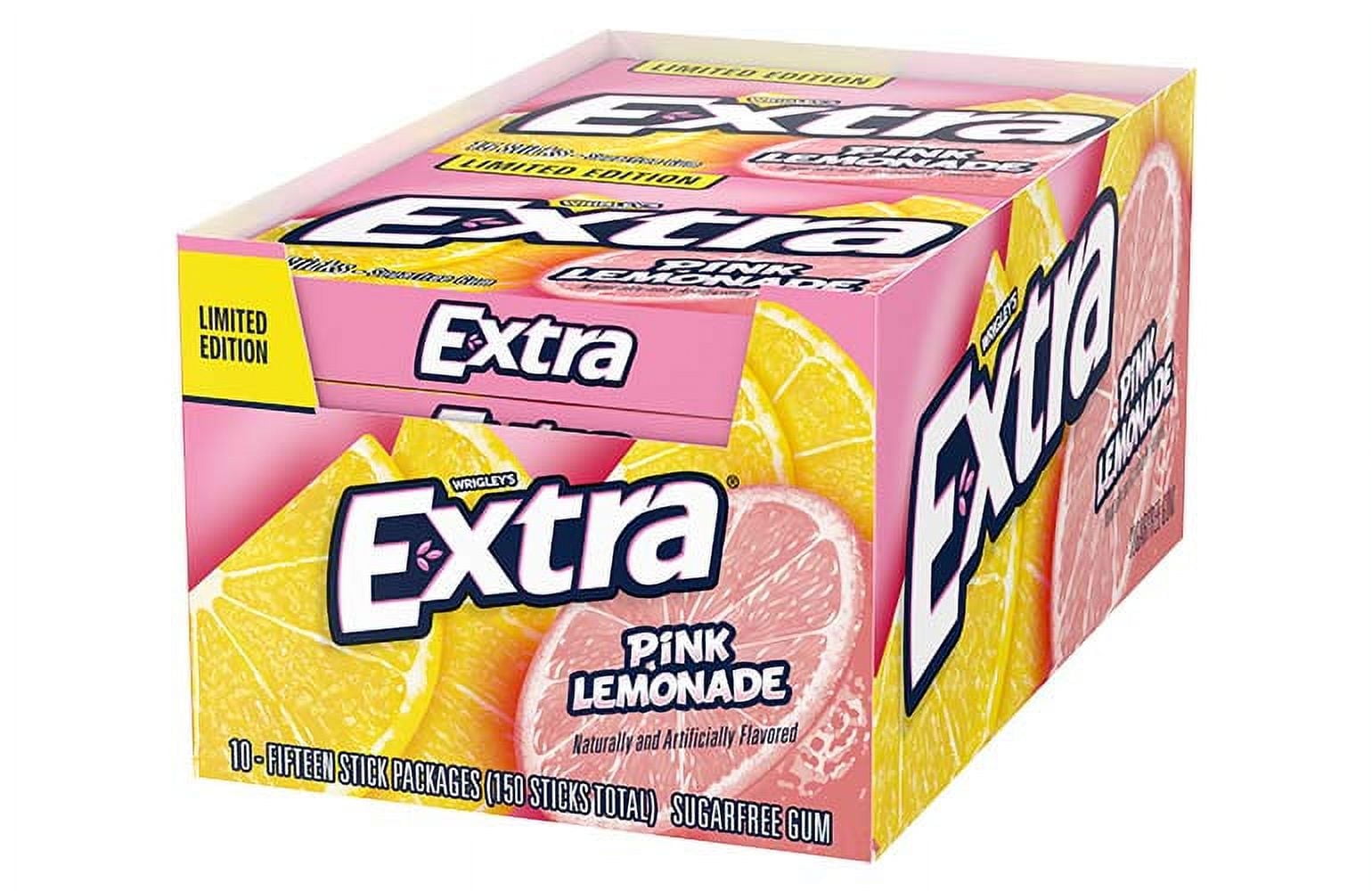 Extra Slim Pack Pink Lemonade Gum 10 Count Pack — 15 Sticks Each ...