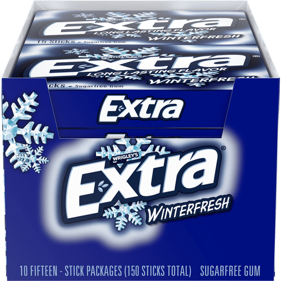 Extra Slim Pack Winterfresh Gum 10 Count Pack — 15 Sticks Each — Sugar ...