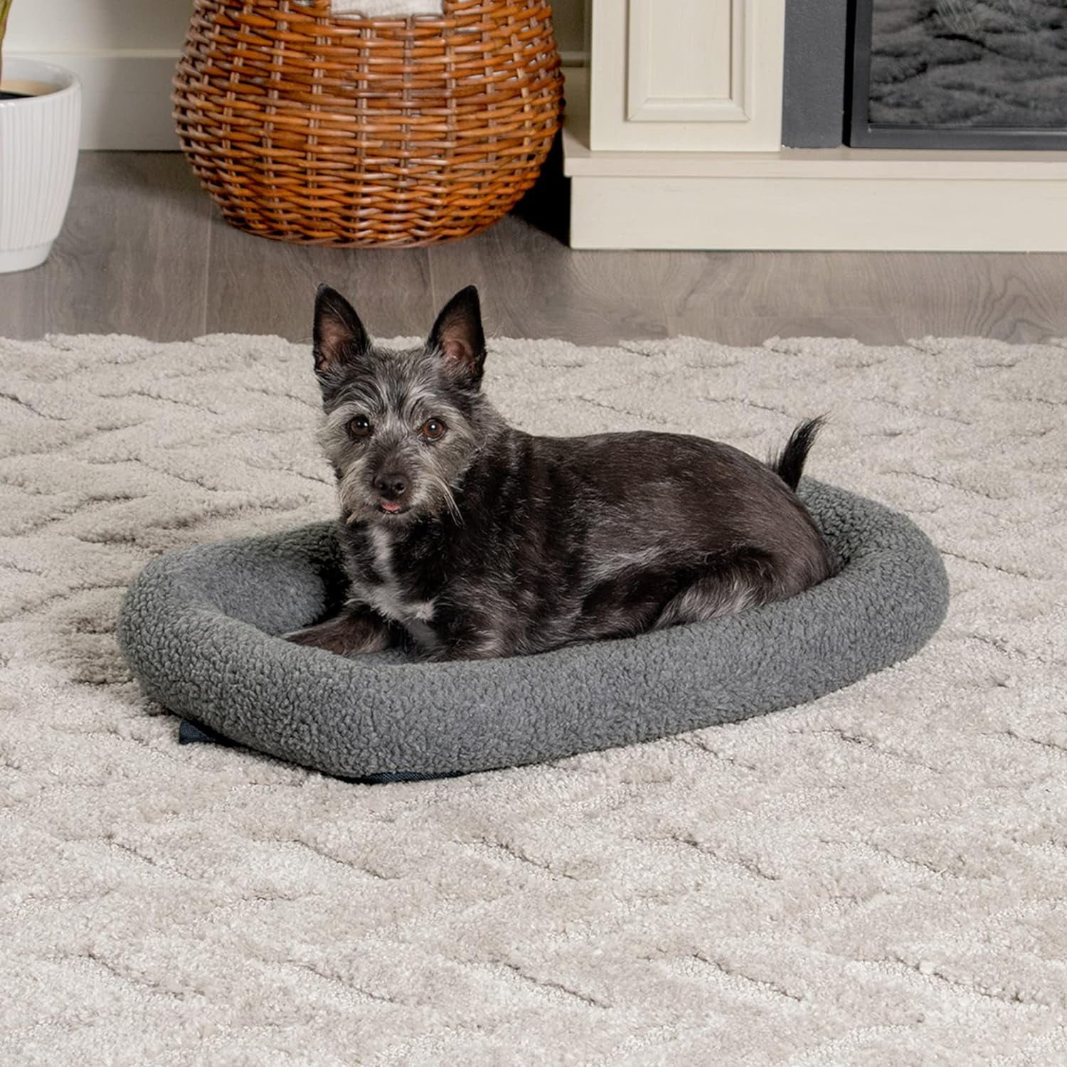 Extra Small Gray Sherpa Fleece Dog Crate Pad – 100% Washable Bolster ...