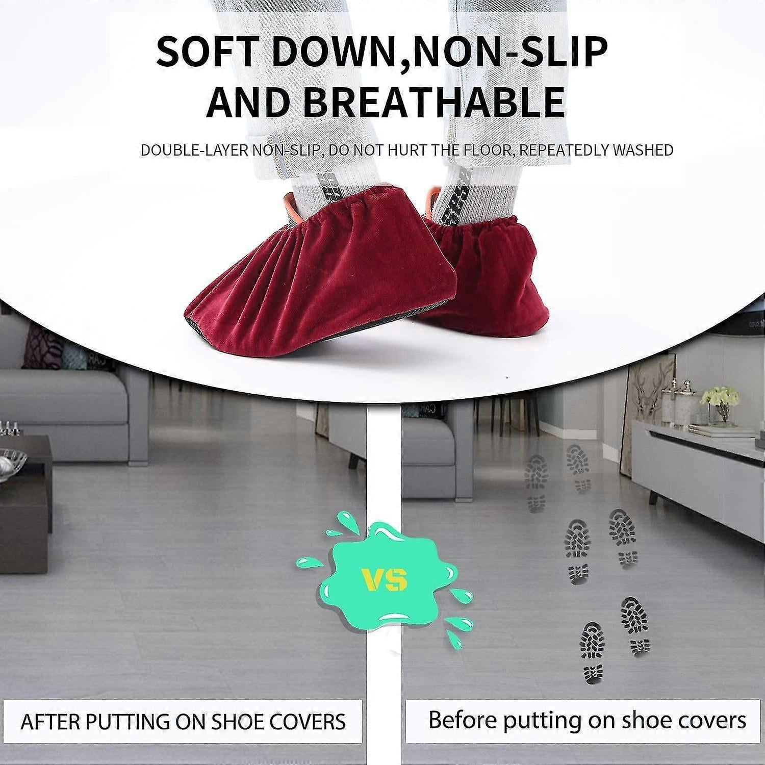 5 Pairs Reusable Non Slip Shoe Covers, Prum Soft Washable Thiened Boot ...