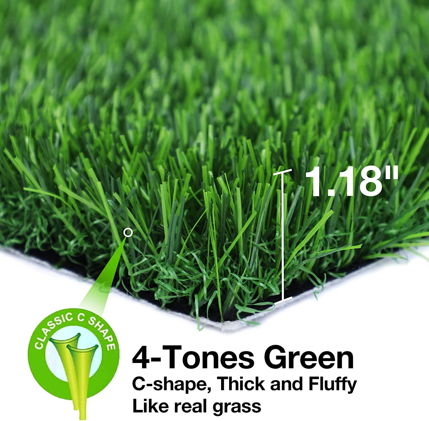 Extra Soft Artificial Grass Turf Rug 3 FT x 5 FT, High Drainage & Pet ...