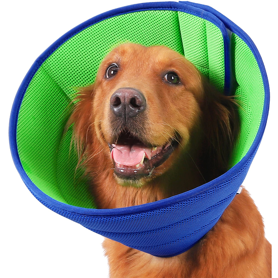 Breathable Post-Surgery Dog Cone, Adjustable for All Sizes, Blue Green ...