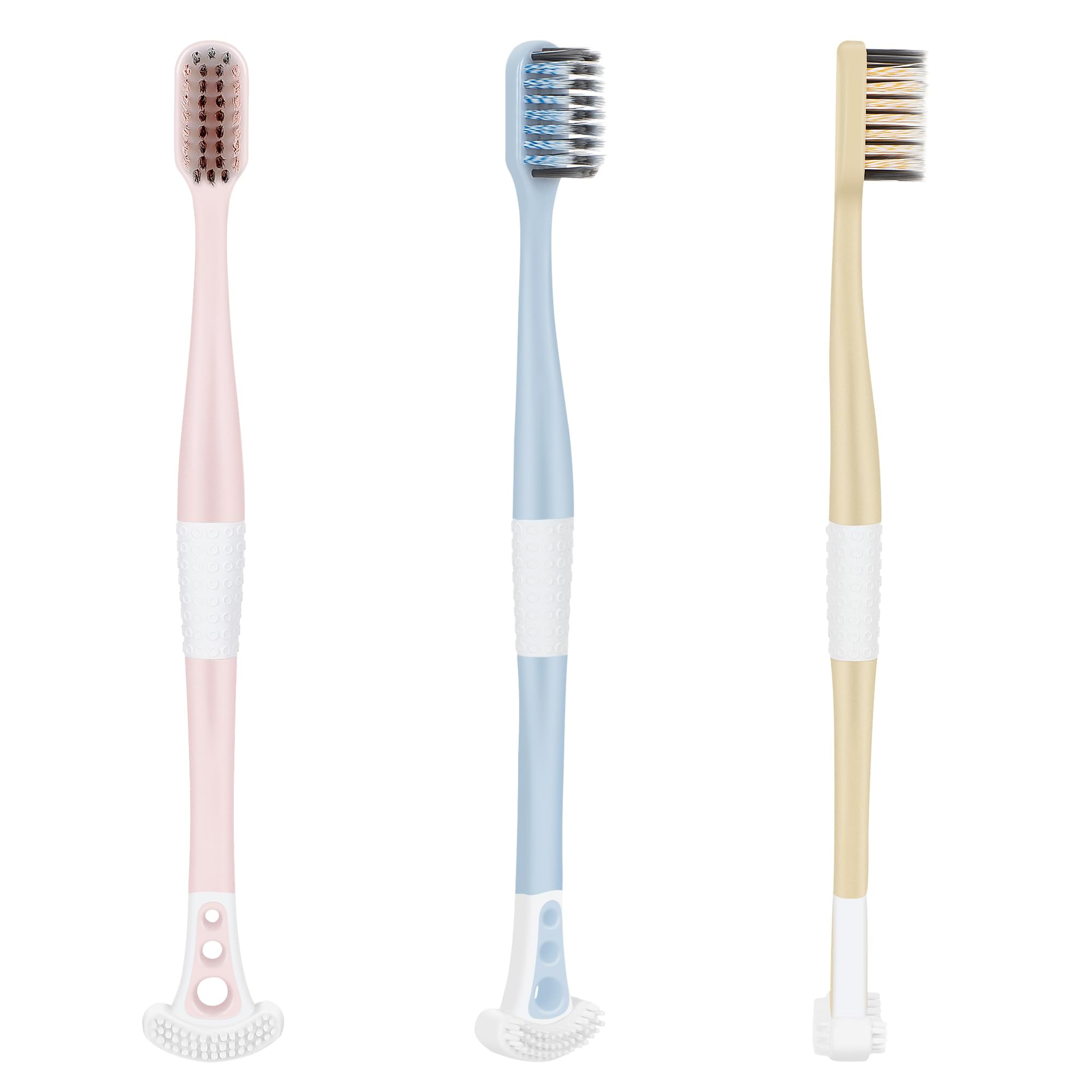Extra Soft Toothbrush with OIF8 Tongue Scraper - Tongue Scrubber with ...