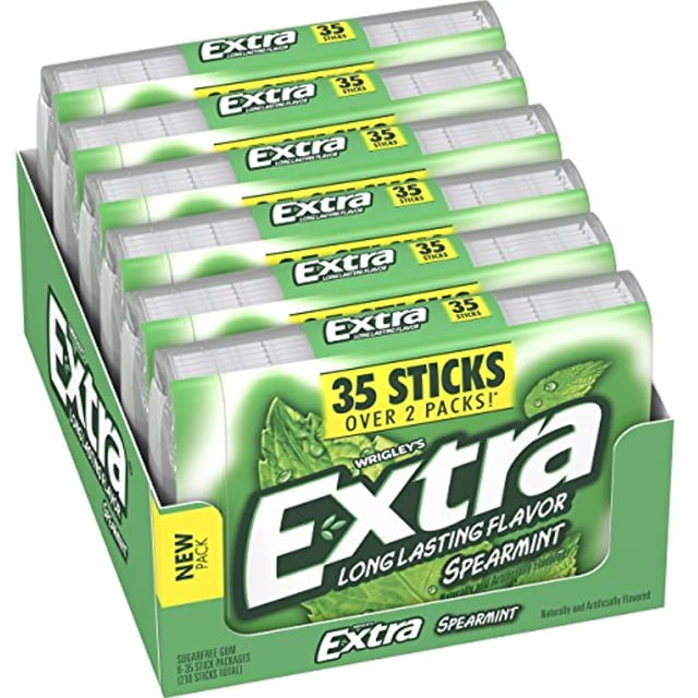 Extra Spearmint Sugar Free Chewing Gum Bulk Pack, 35 Count (6 Pack ...