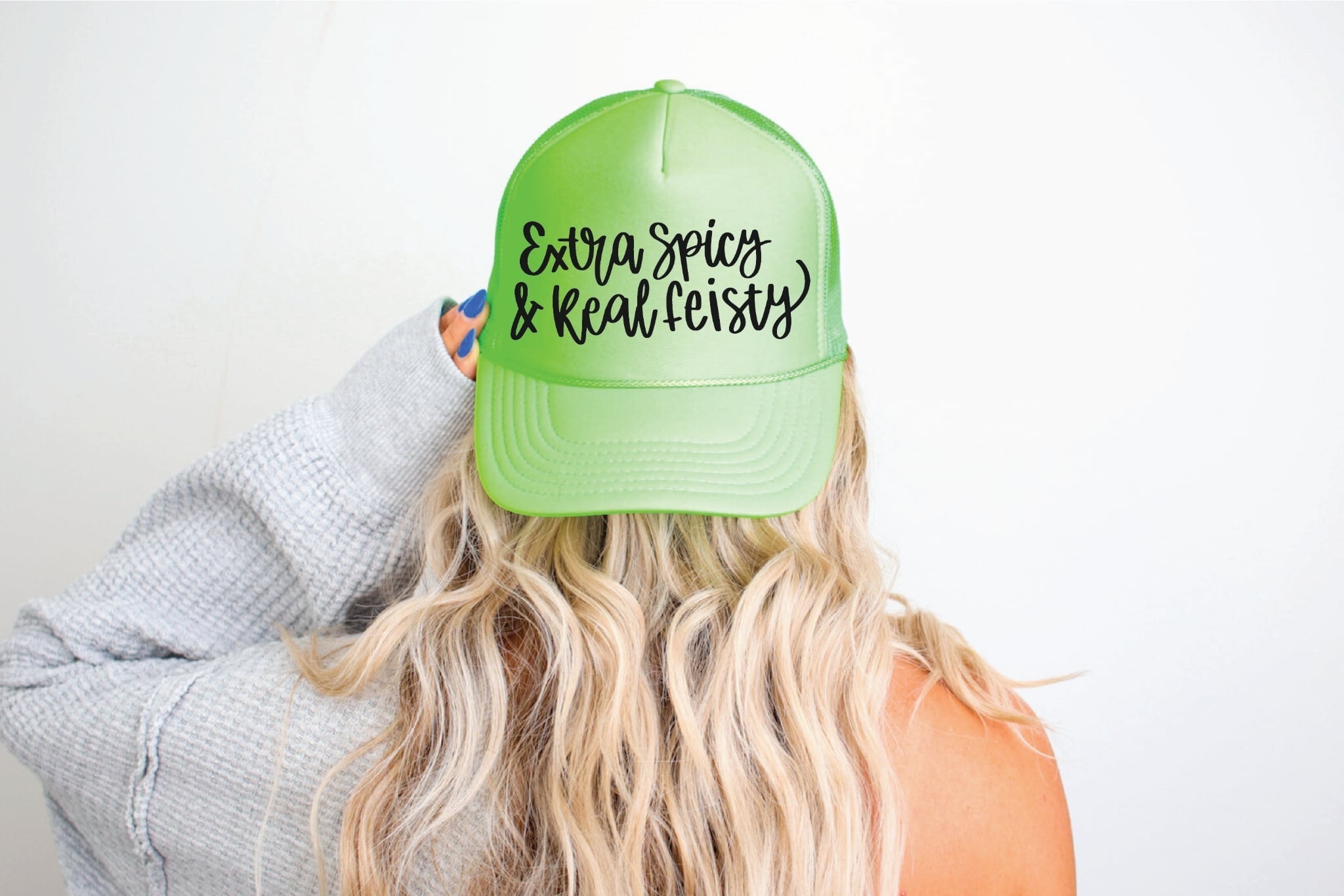 Southern Attitude Designs- Extra Spicy & Real Feisty Neon Green Unisex Foam Trucker Hat ...