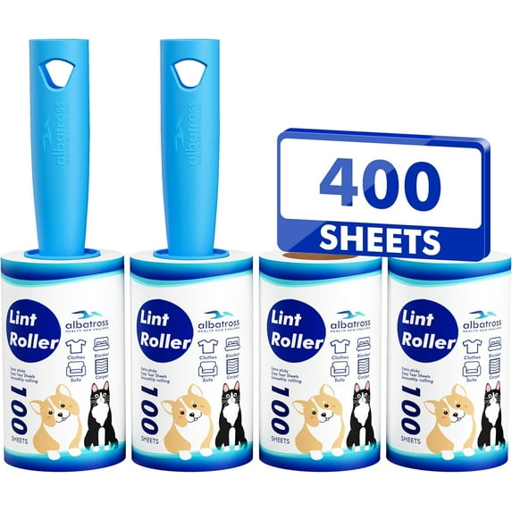 Extra Sticky Lint Roller, Mega Value Set 400 Sheets for Pet Hair ...