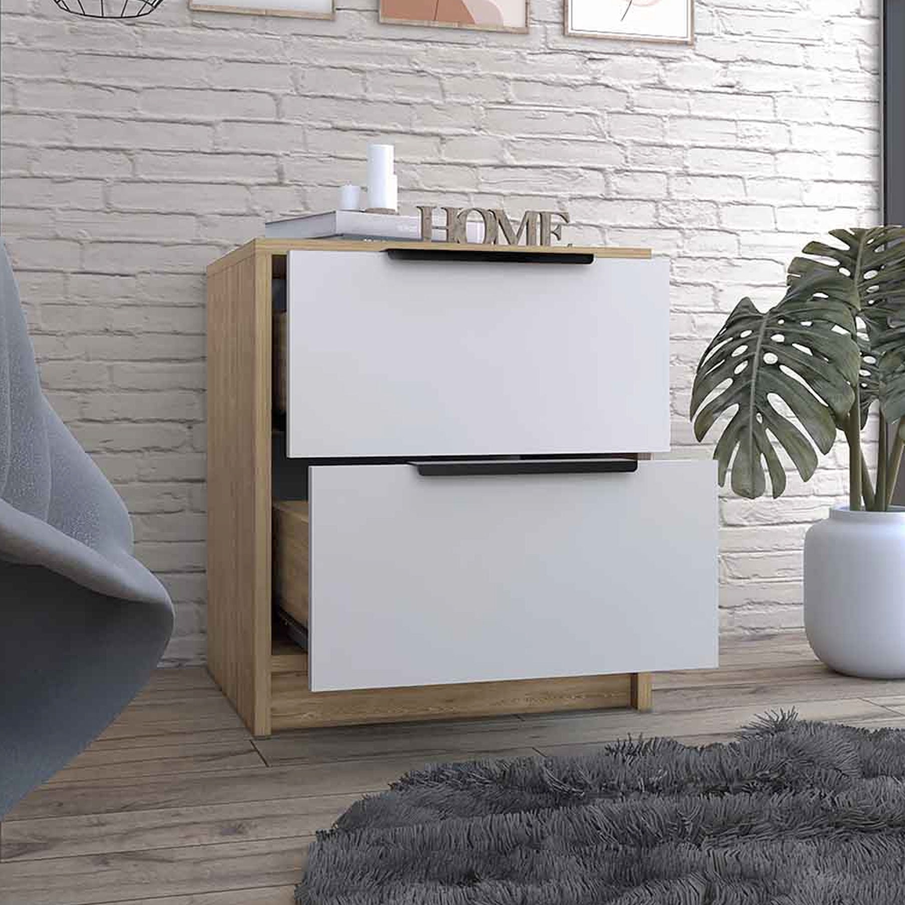 Extra Storage Drawers + Modern Finish - Nightstand in Guest Bedroom for ...