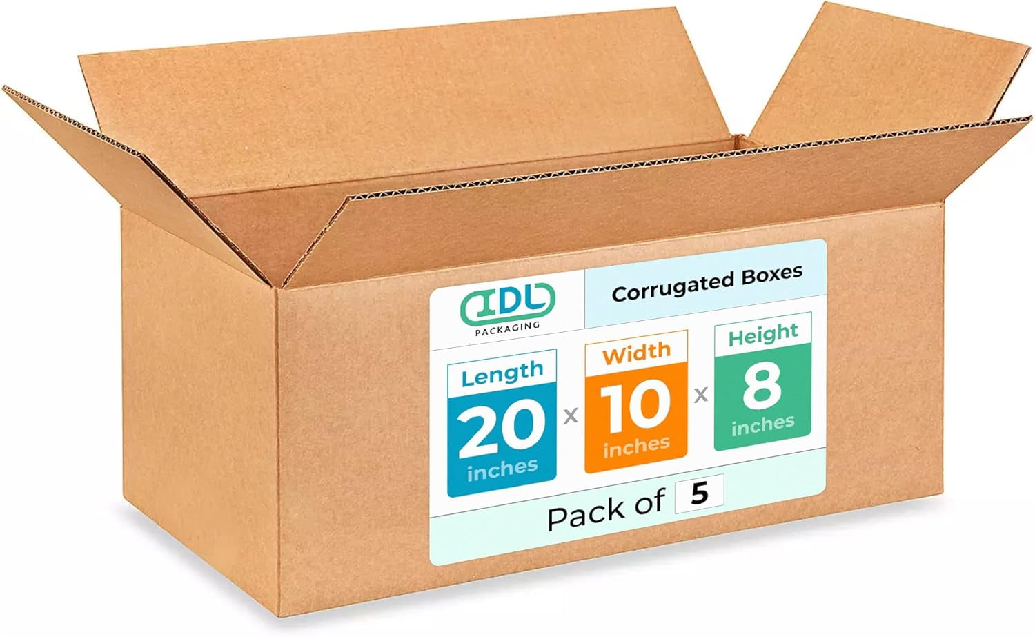 Extra Strength 200 lb Corrugated Moving Boxes - 5-Pack, 20 x 10 x 8 ...