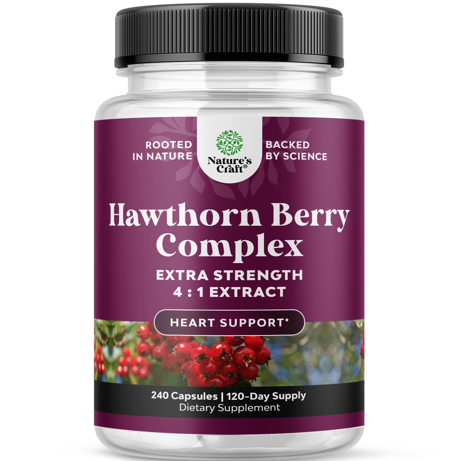 Natures Craft Extra Strength Hawthorn Berry Capsules, 240ct Heart ...