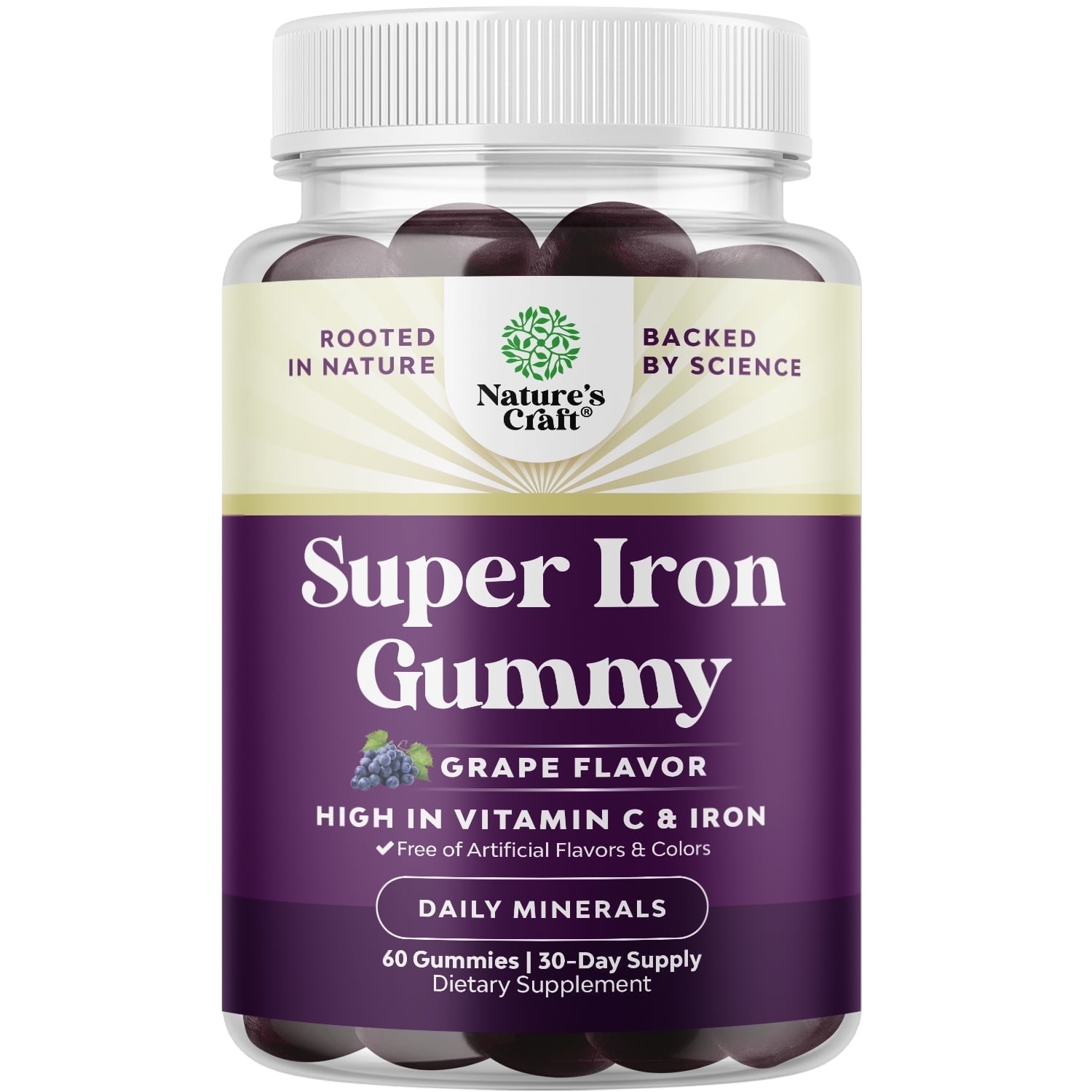 Natures Craft Extra Strength Iron Gummies for Women and Men with ...