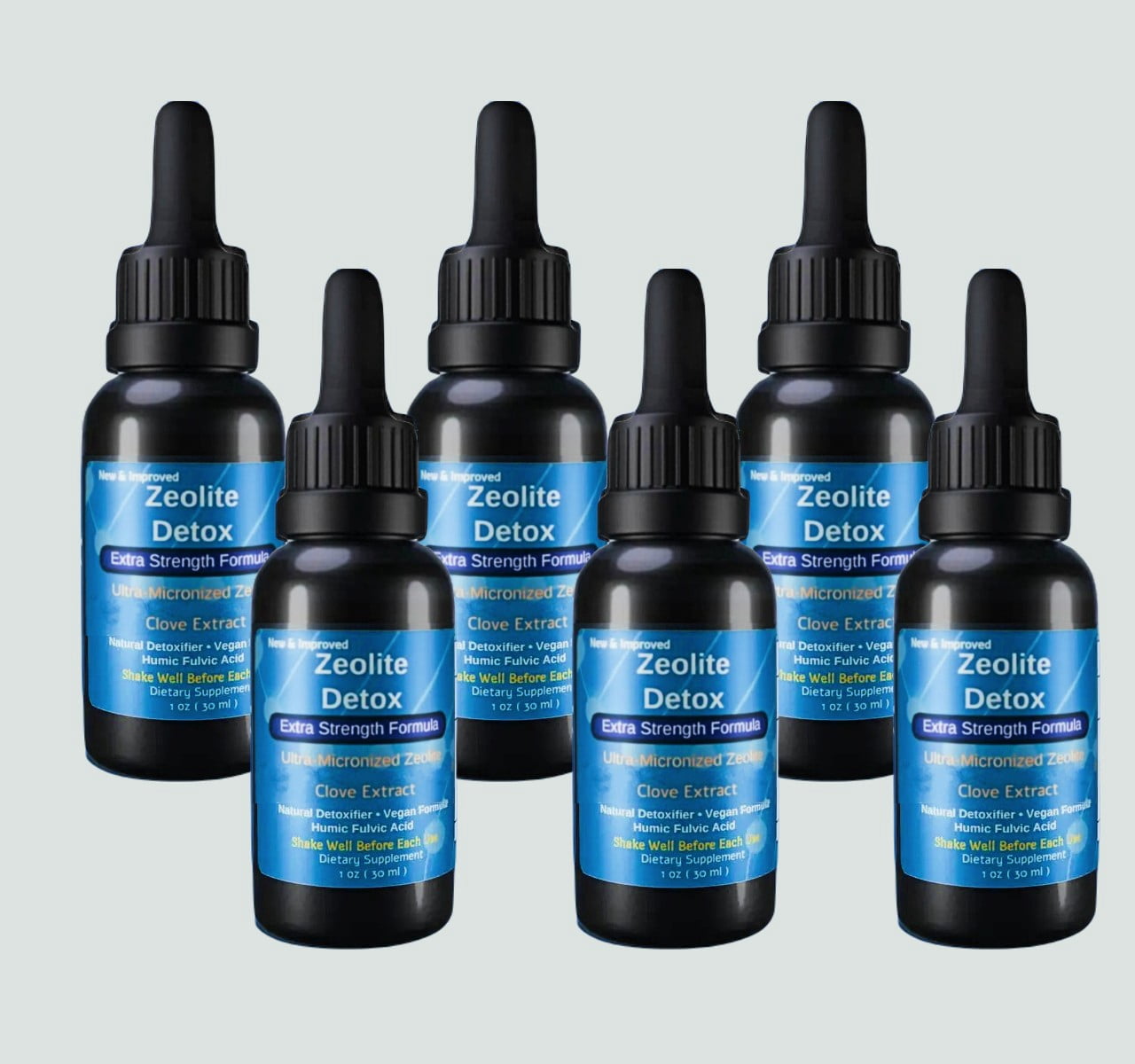 Extra Strength Liquified Zeolite x 6 Liquid Detox, Glass Bottle ...