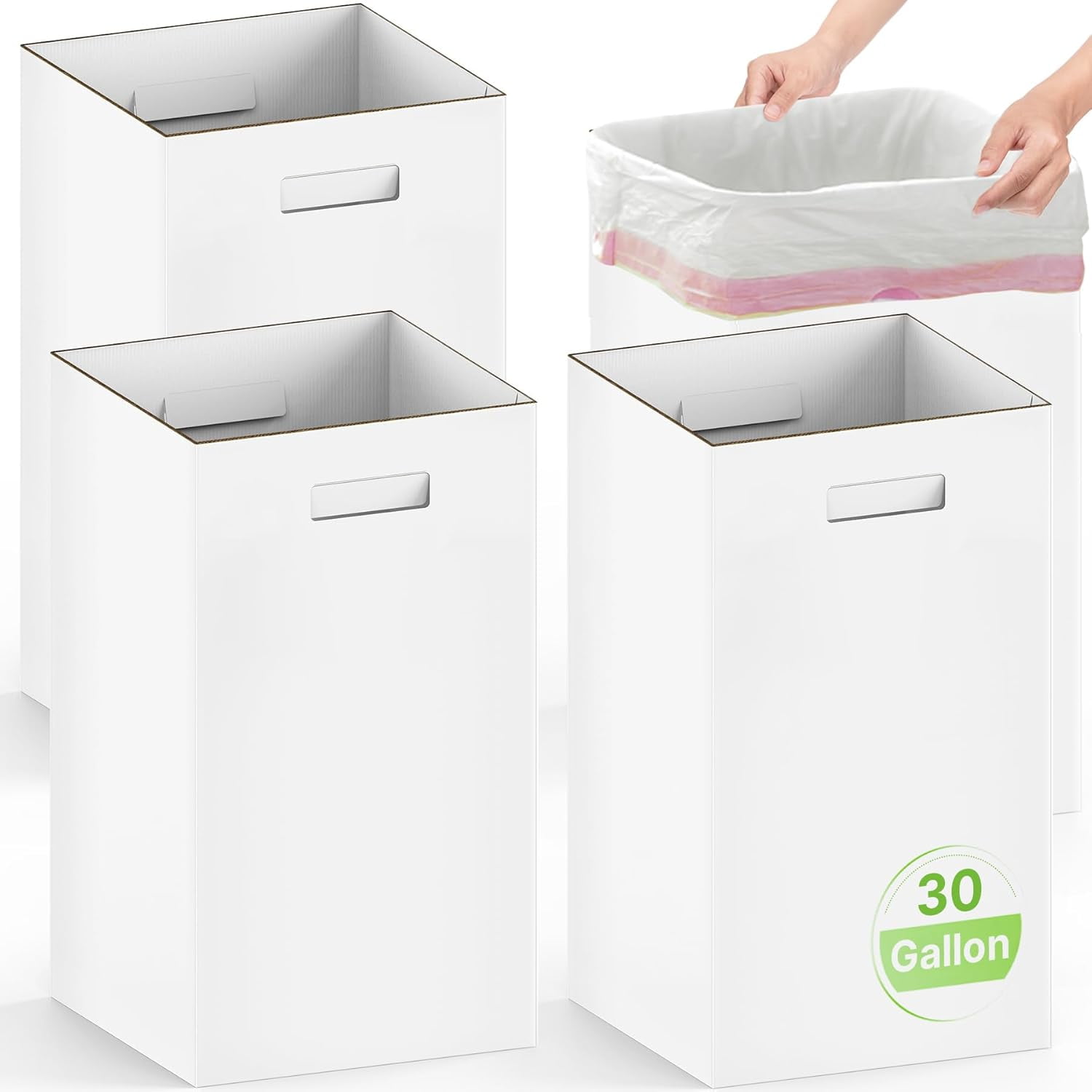 Extra Strong Corrugated Cardboard Disposable Trash Cans, 4 Pack ...