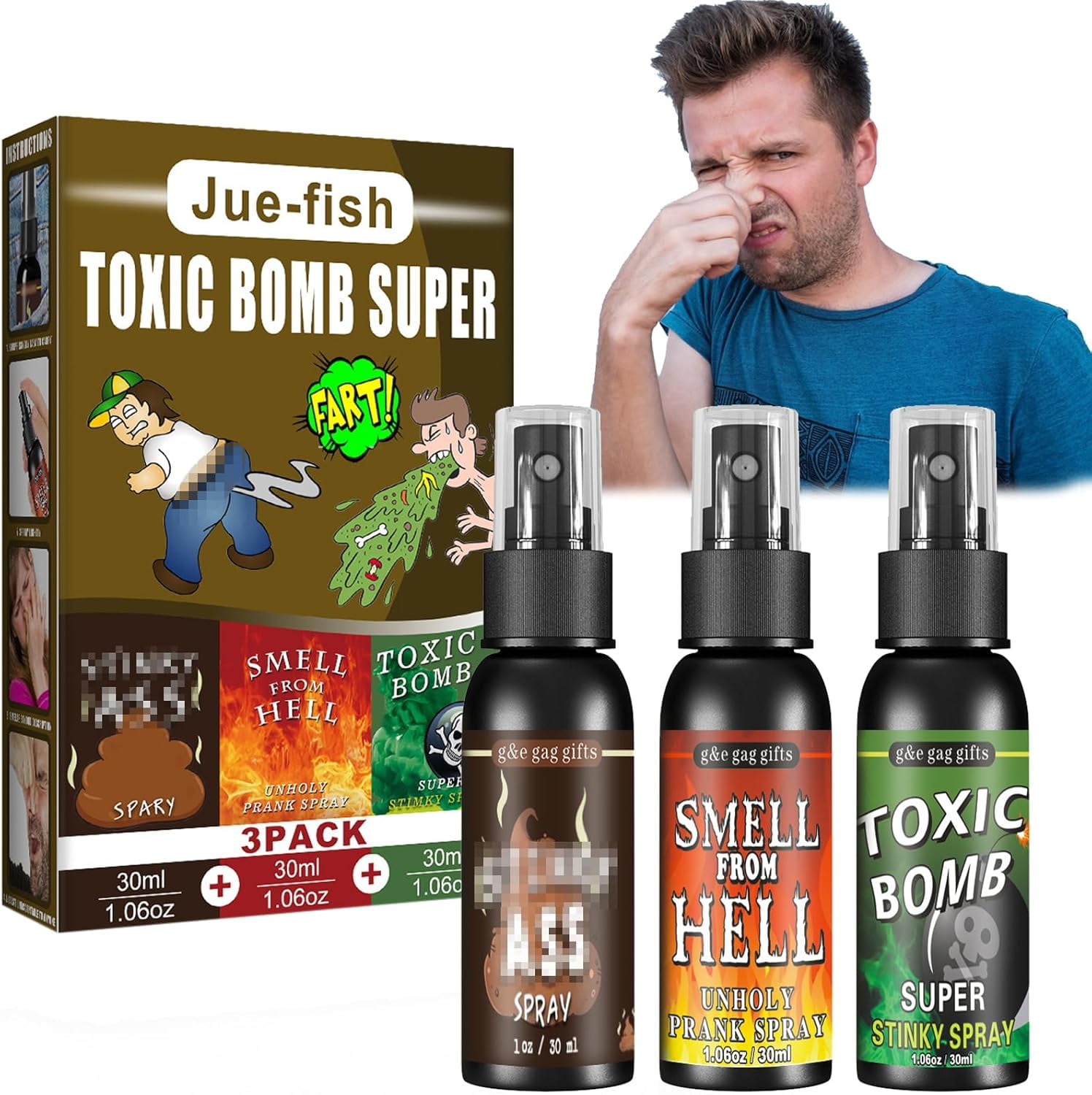 Extra Strong Spray Prank Stuff & Joke Toys, 3 Pack Wet Potent Stink ...