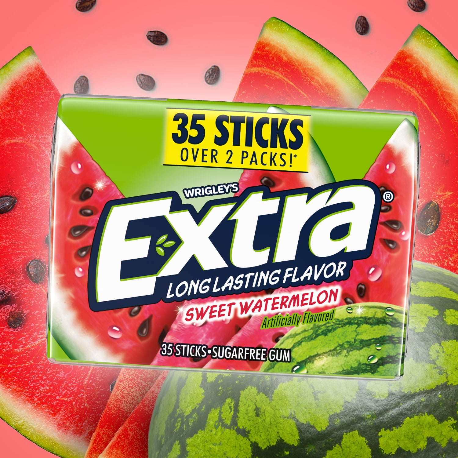 Extra Sweet Watermelon Sugar Free Chewing Gum Pack - 35 sticks ...