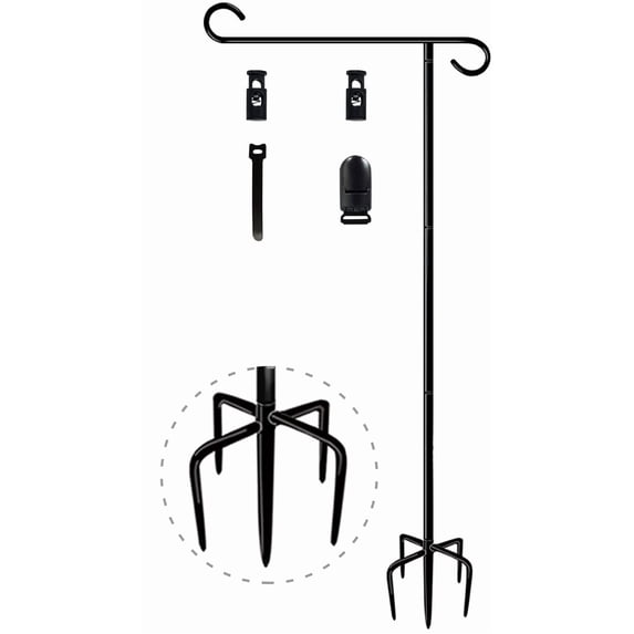 49 Inch Heavy Duty Garden Flag Pole Stand with 5 Prong Base for 12x18 ...