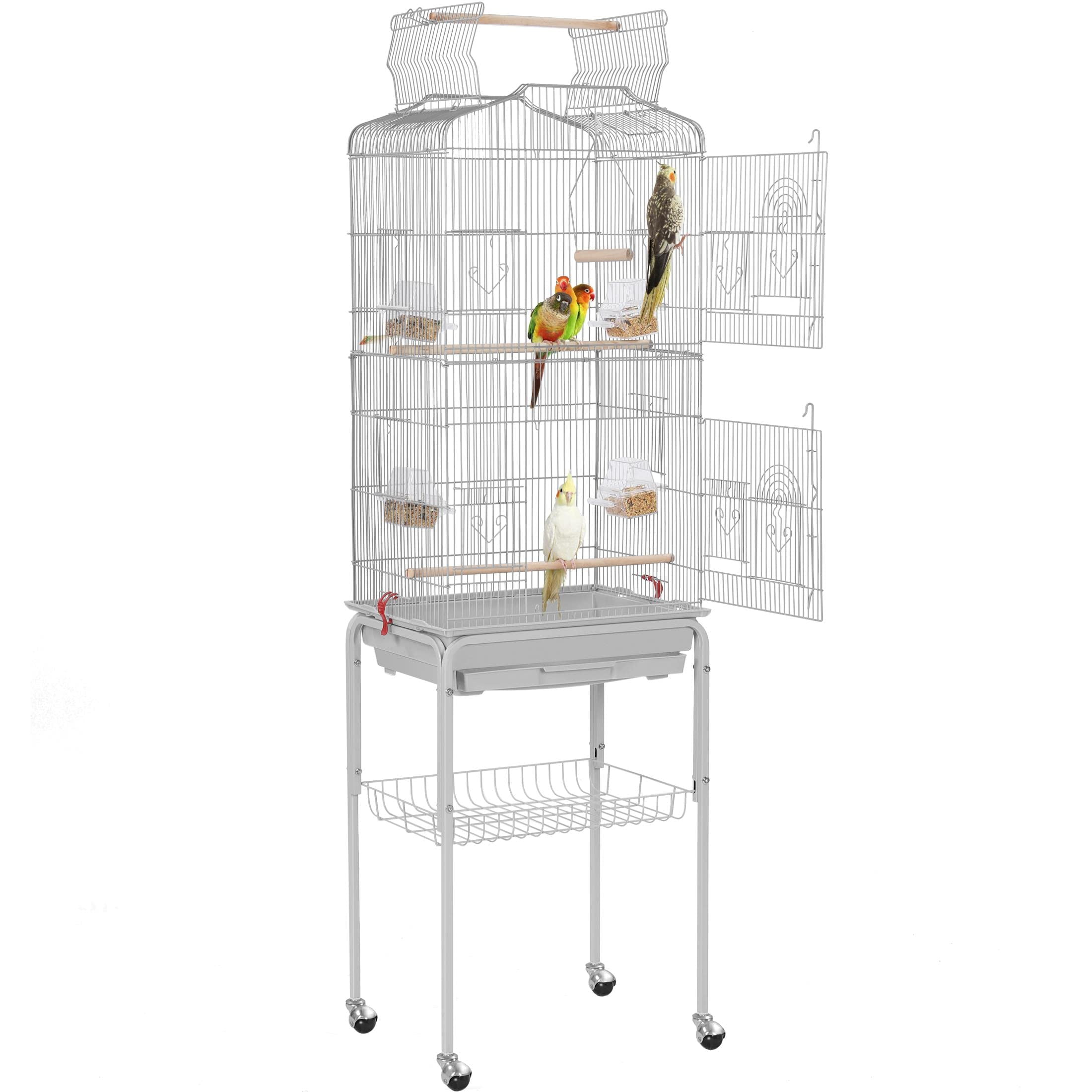 Extra Tall 64inch Bird Cage for Small Parrots, Open Roof with Perch ...