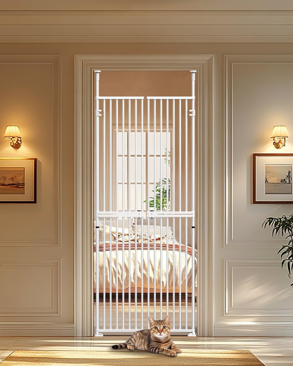 Extra Tall Cat Gate 71 Inch, Cat Gate for Doorways No Climb, Double ...