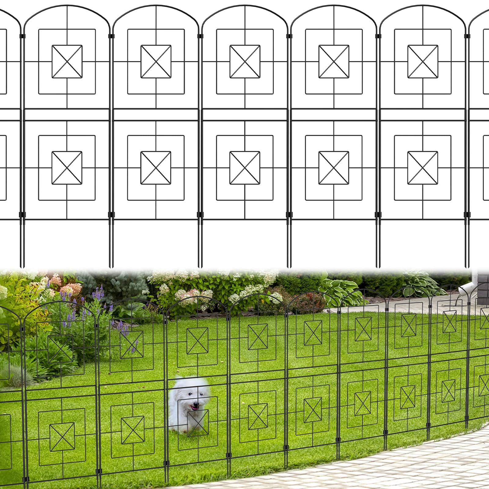 Extra Tall Decorative Garden Fence Panel 15 Pack Garden Border 15'(L)x ...