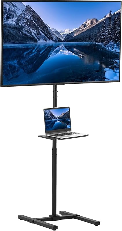 Extra Tall TV Floor Stand with Shelf ,Smart Flat, Curved Monitors, Tall ...